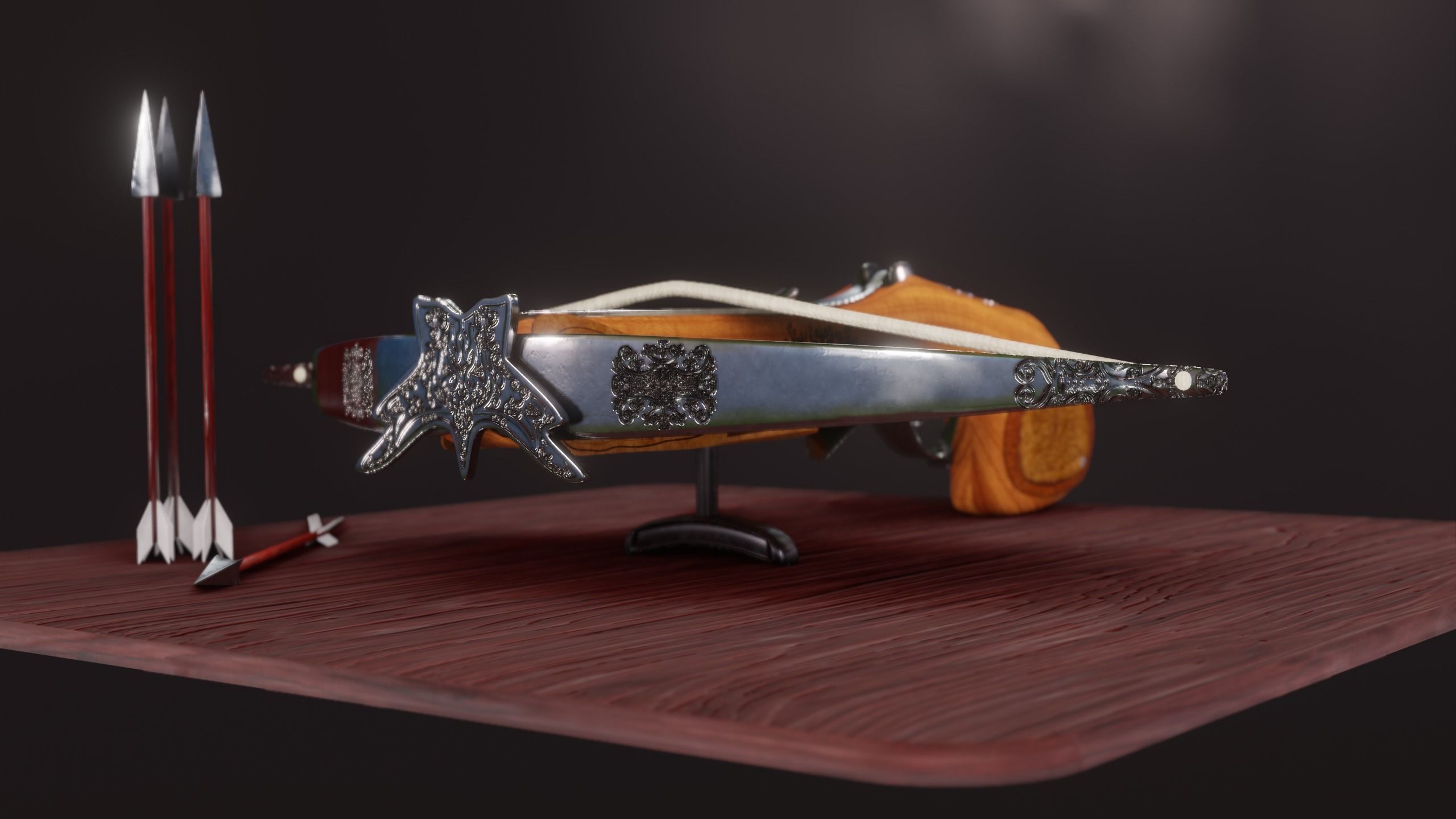 3D model Well Designed Crossbow with hand-painted patterns PBR game ...