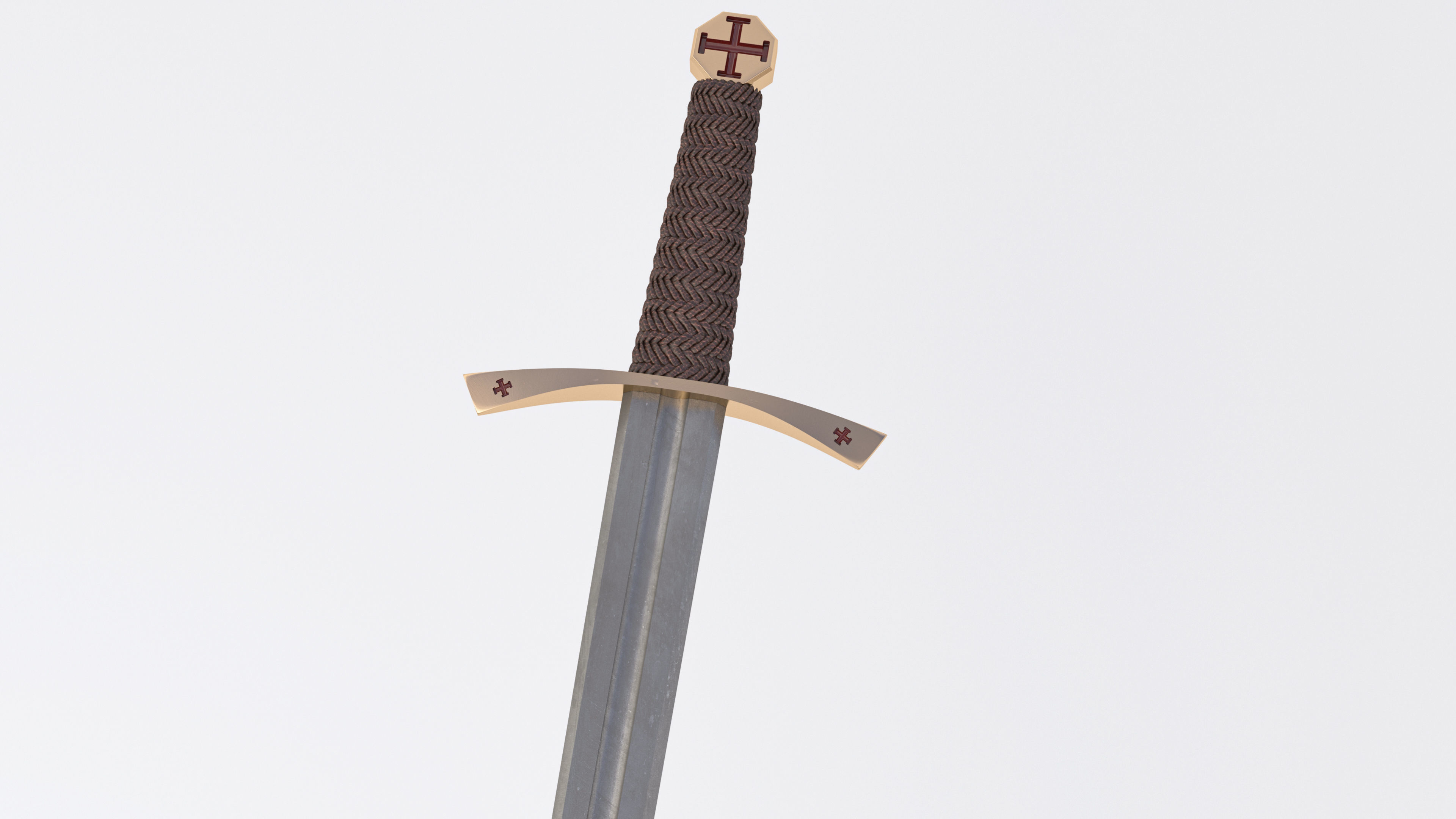 3D model Medieval Templar Knight Crusader Sword 3D model Game Ready VR ...