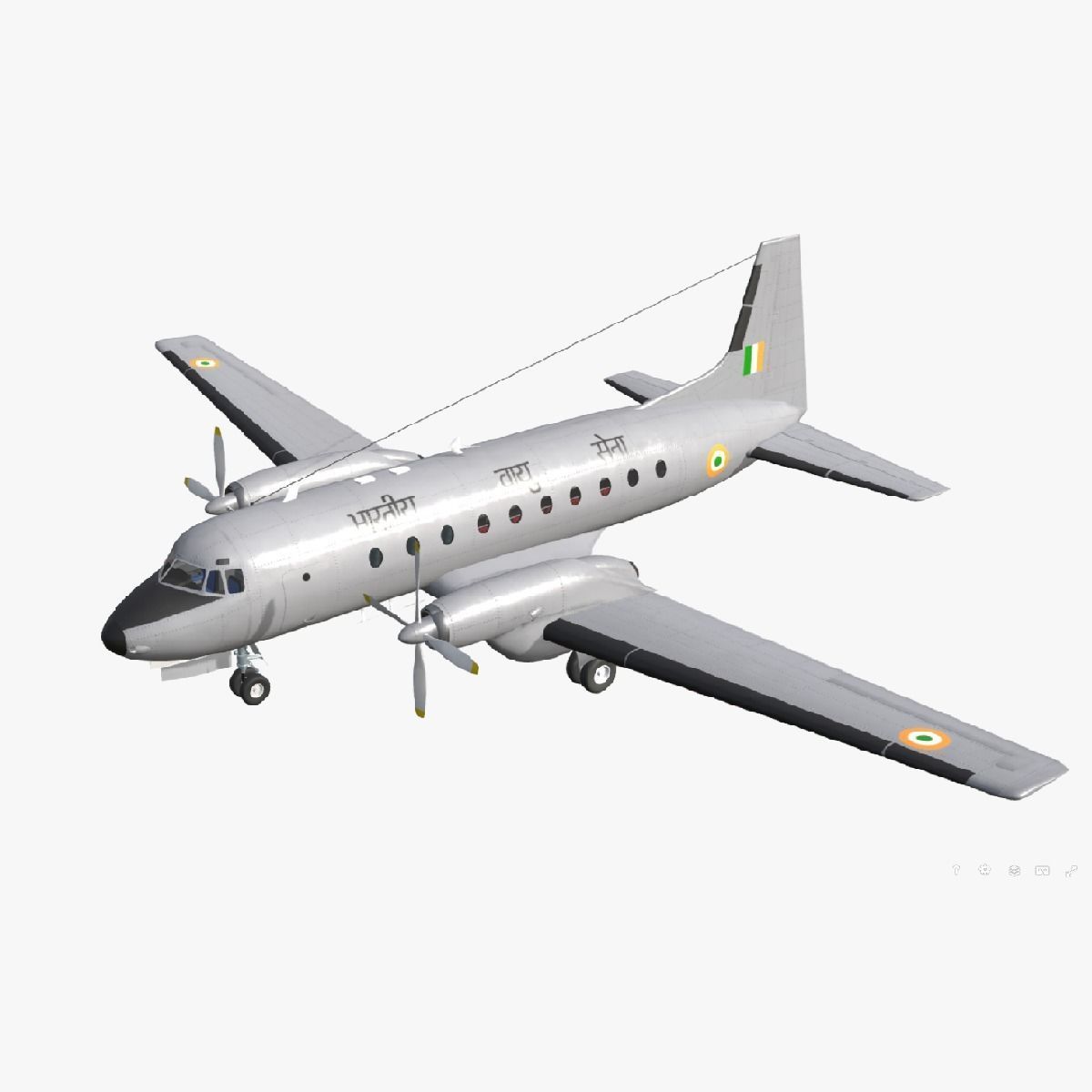 3D model Hawker Siddeley HS 748 Indian Airforce VR / AR / low-poly ...