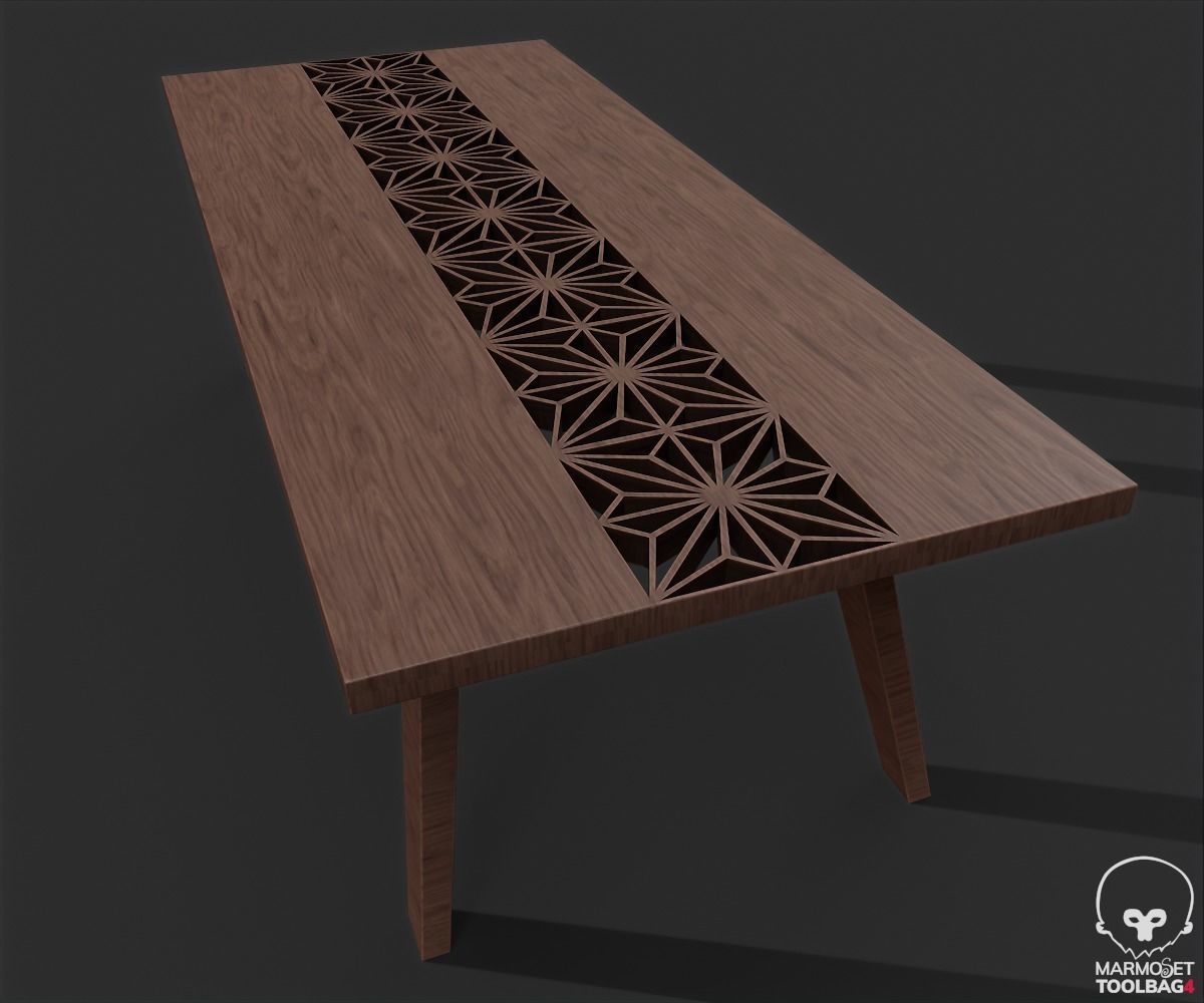 3D model Japanese Kumiko Patterned Table VR / AR / low-poly | CGTrader