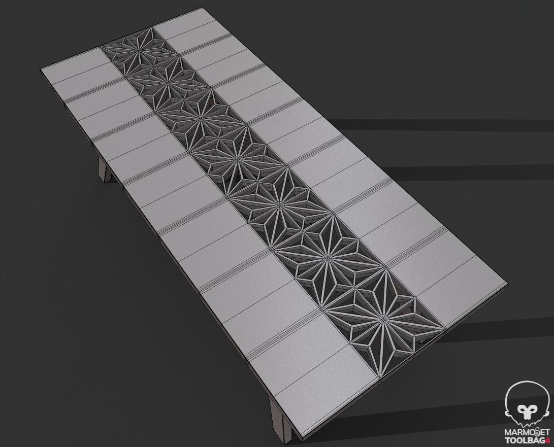 3D model Japanese Kumiko Patterned Table VR / AR / low-poly | CGTrader