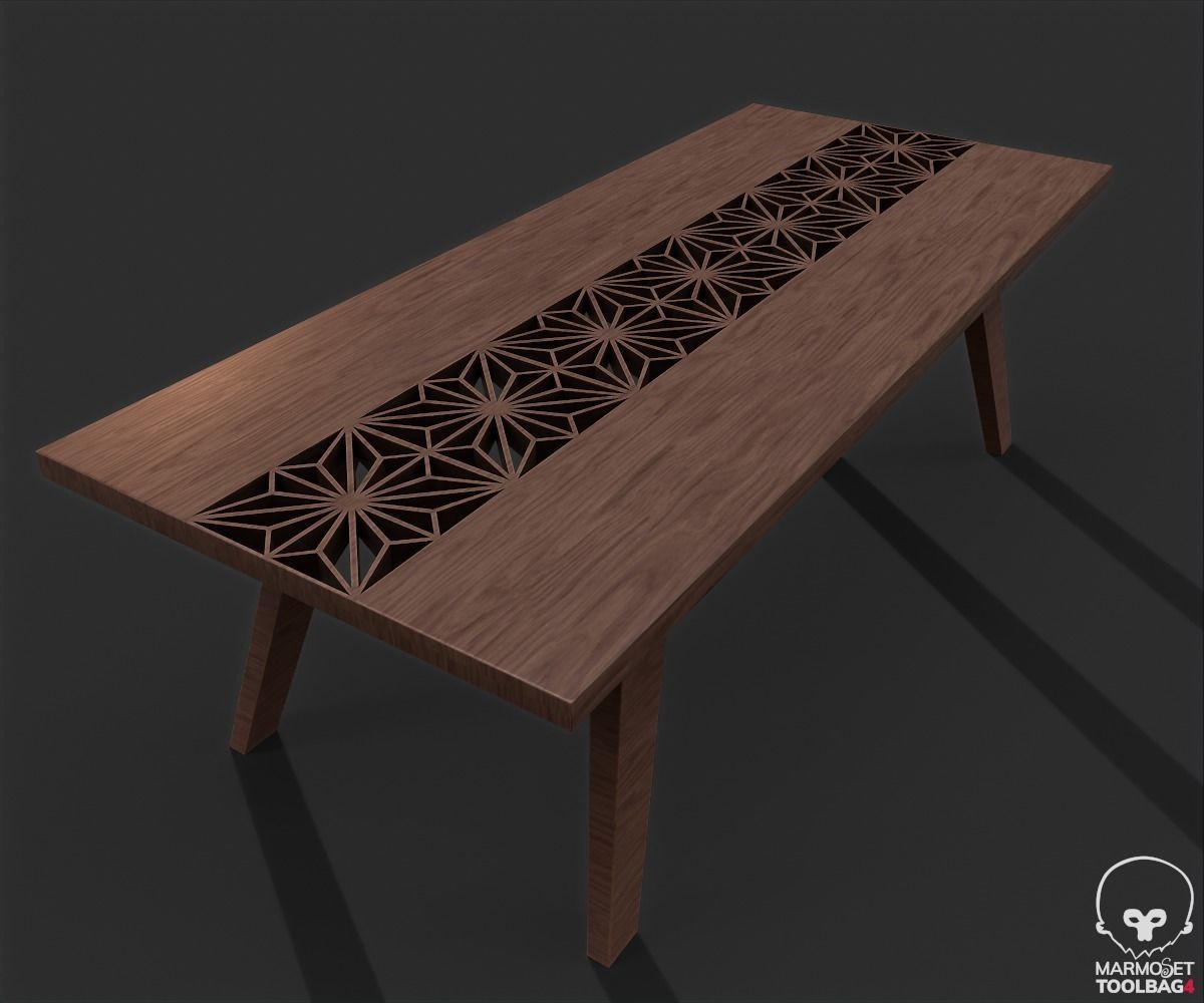 3D model Japanese Kumiko Patterned Table VR / AR / low-poly | CGTrader