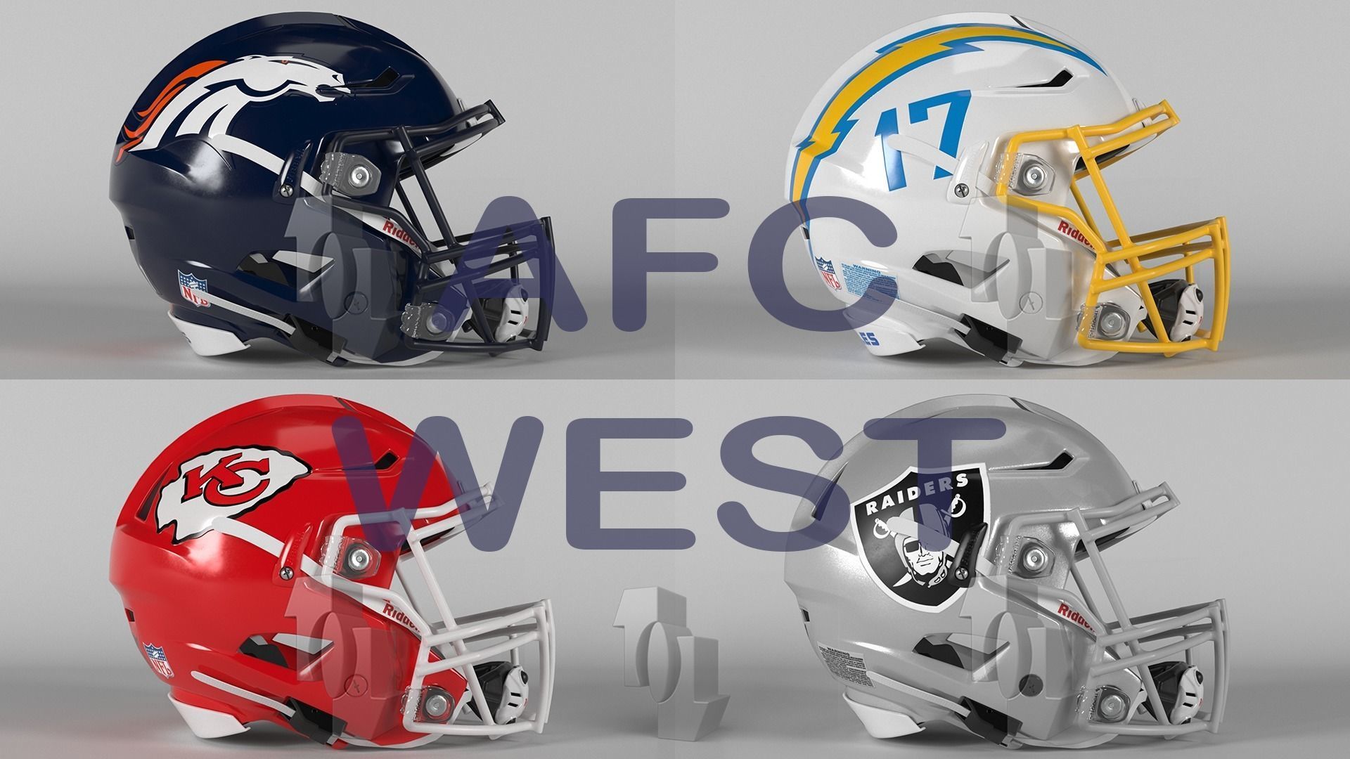 Helmet Football NFL AFC West Collection PBR 3D model | CGTrader