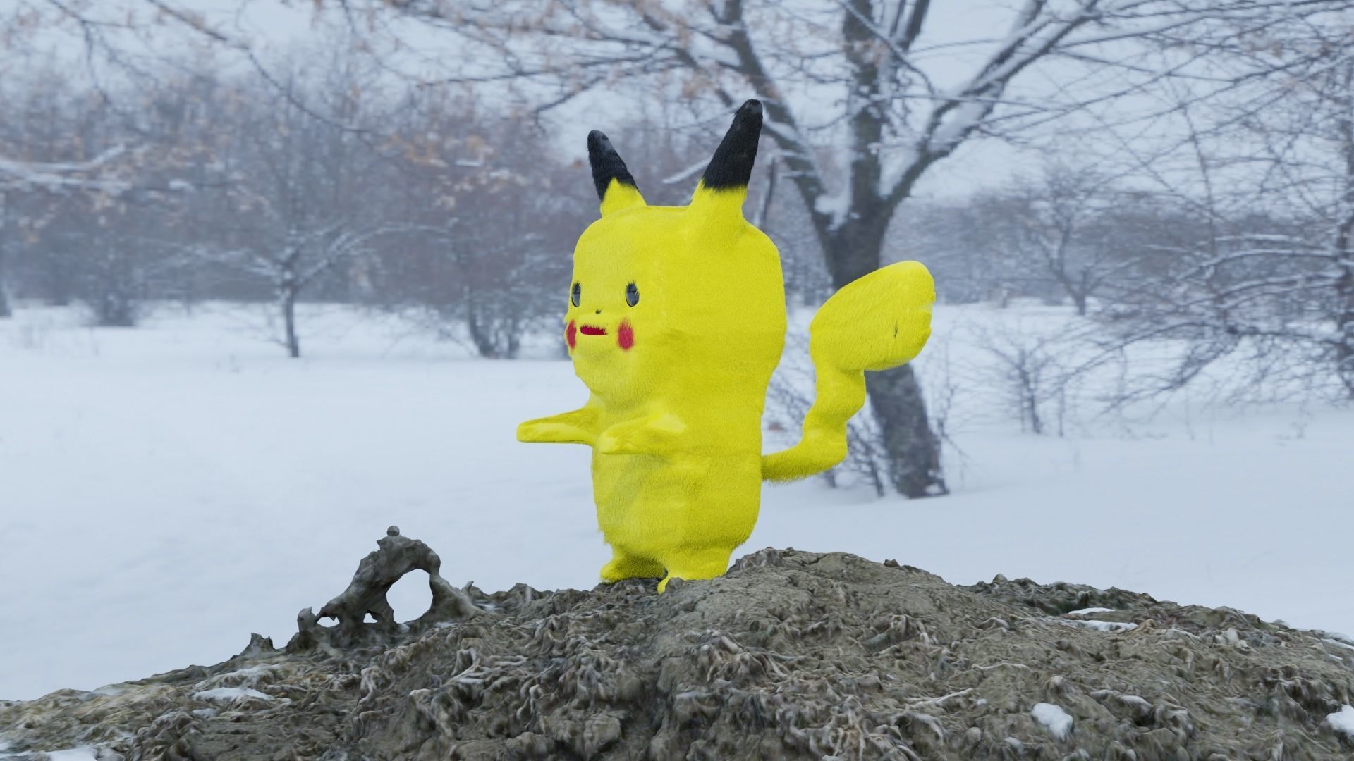 Pikachu with Fur 3D model | CGTrader