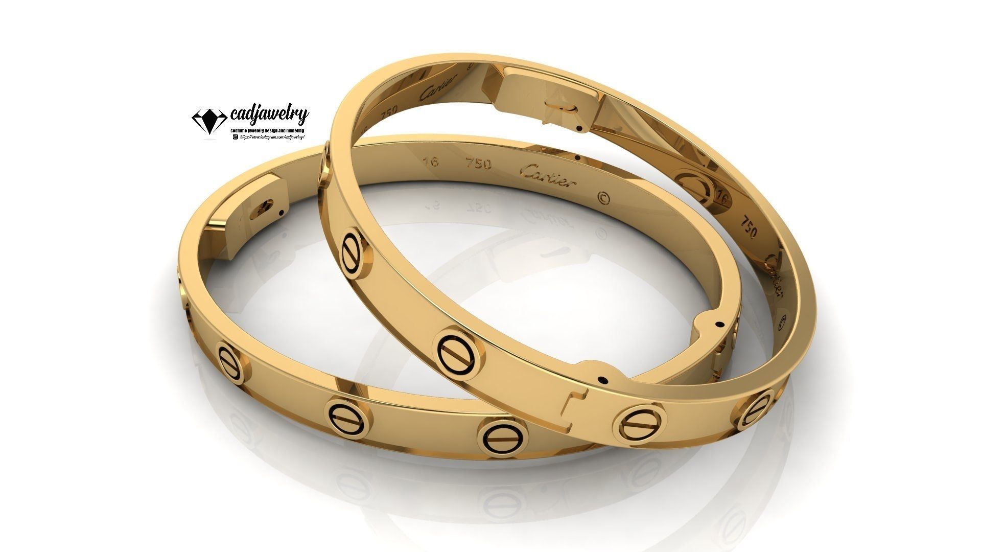 Bracelet cartier love bangle gold 3D model 3D printable | CGTrader