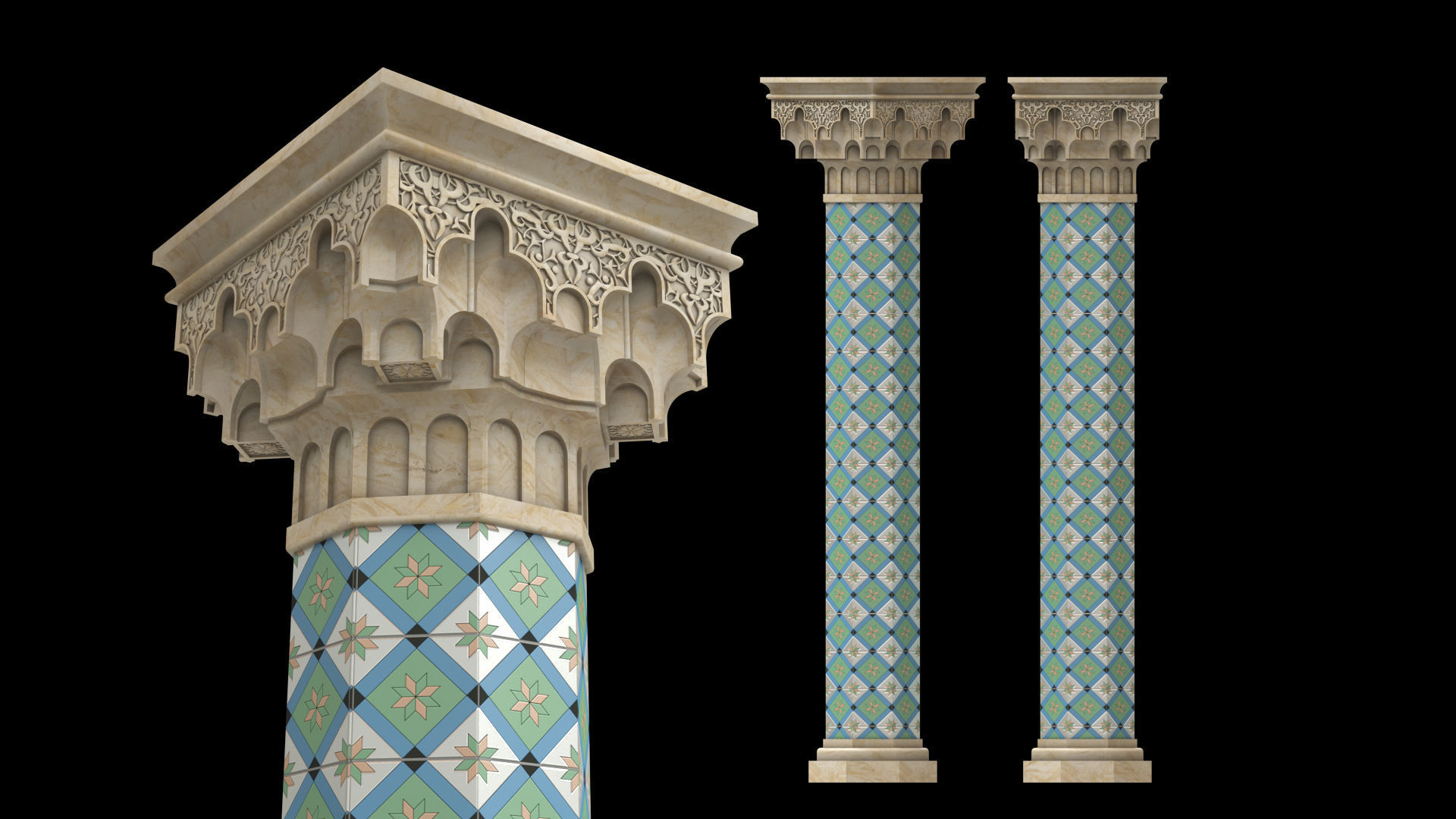 Muqarnas Column Head Moroccan moorish Arabic Style 3D model | CGTrader