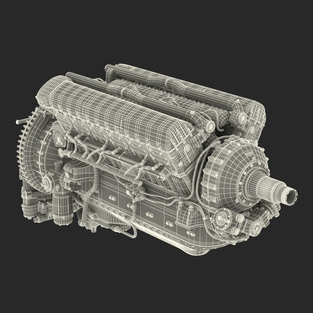 Old Piston Aero Engine 3D model | CGTrader