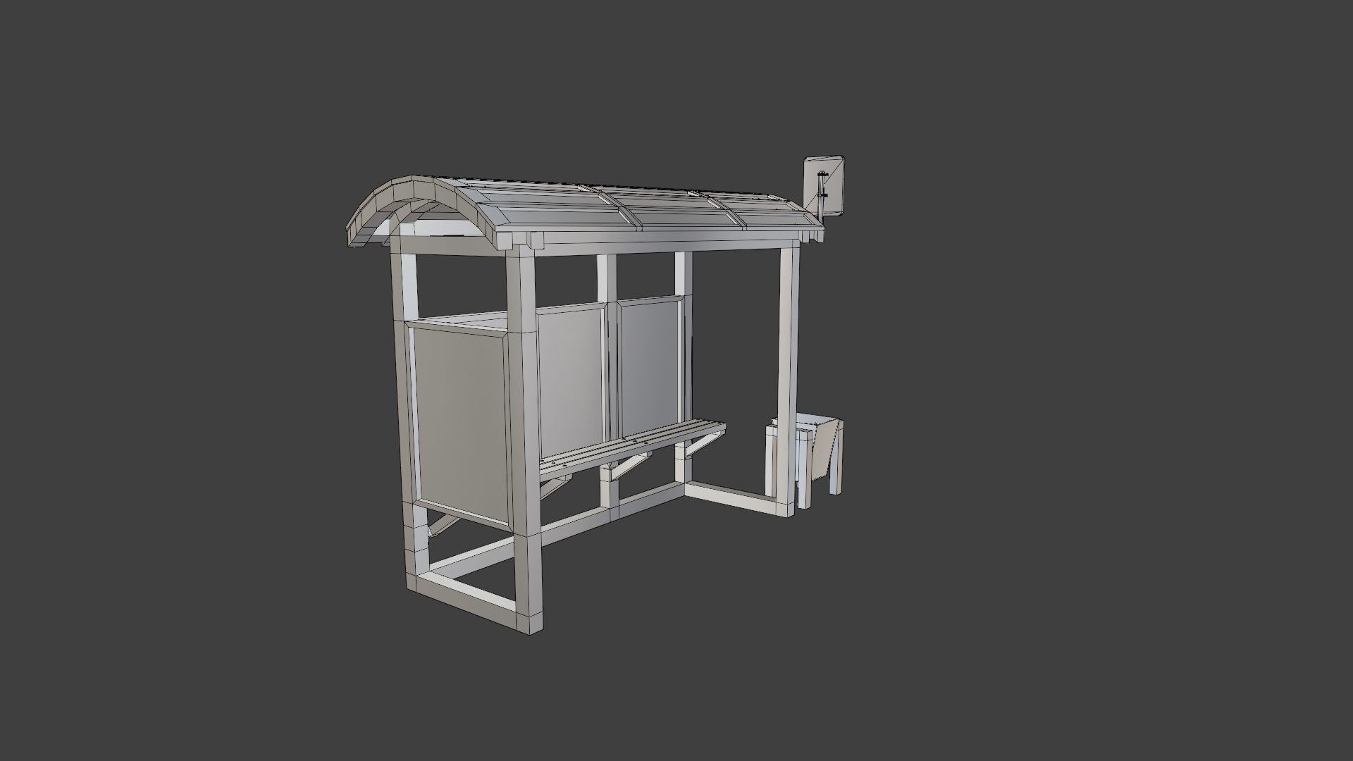 Bus stop 3D model with sign and trashcan free VR / AR / low-poly 3D ...