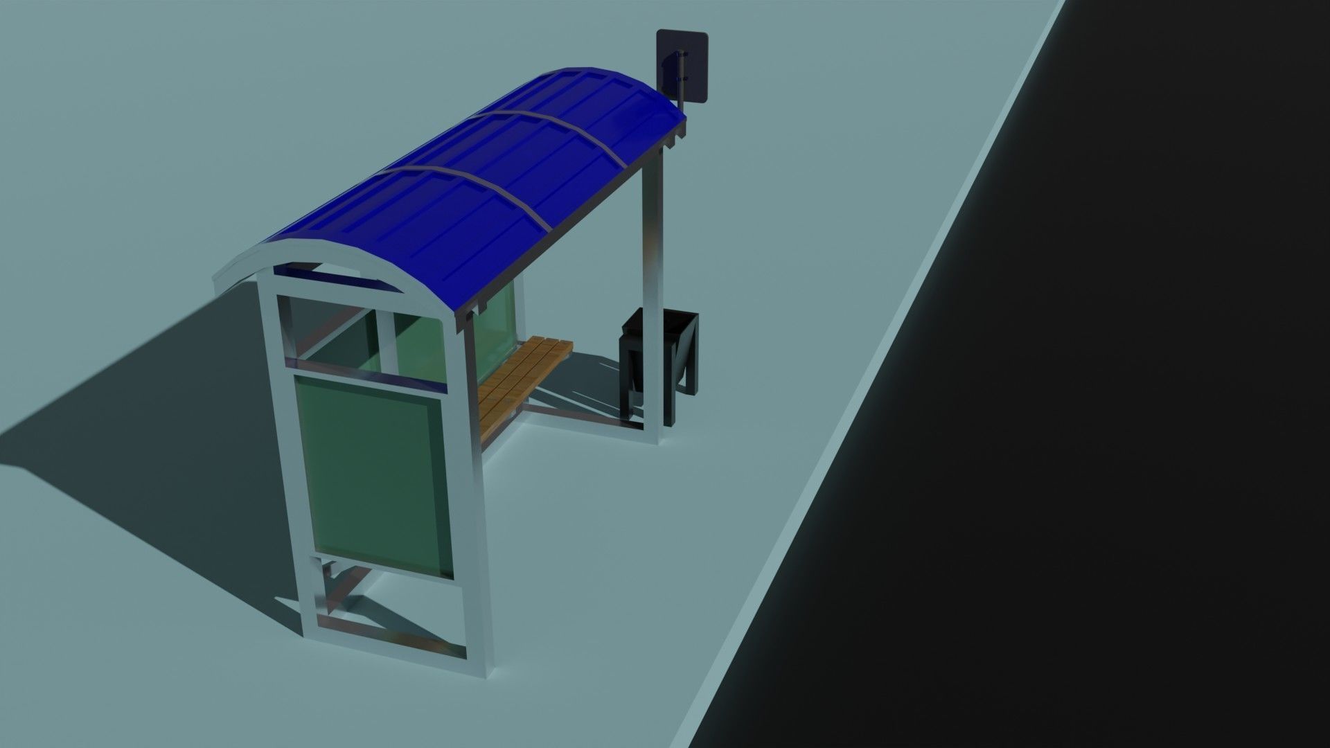 Bus stop 3D model with sign and trashcan free VR / AR / low-poly 3D ...