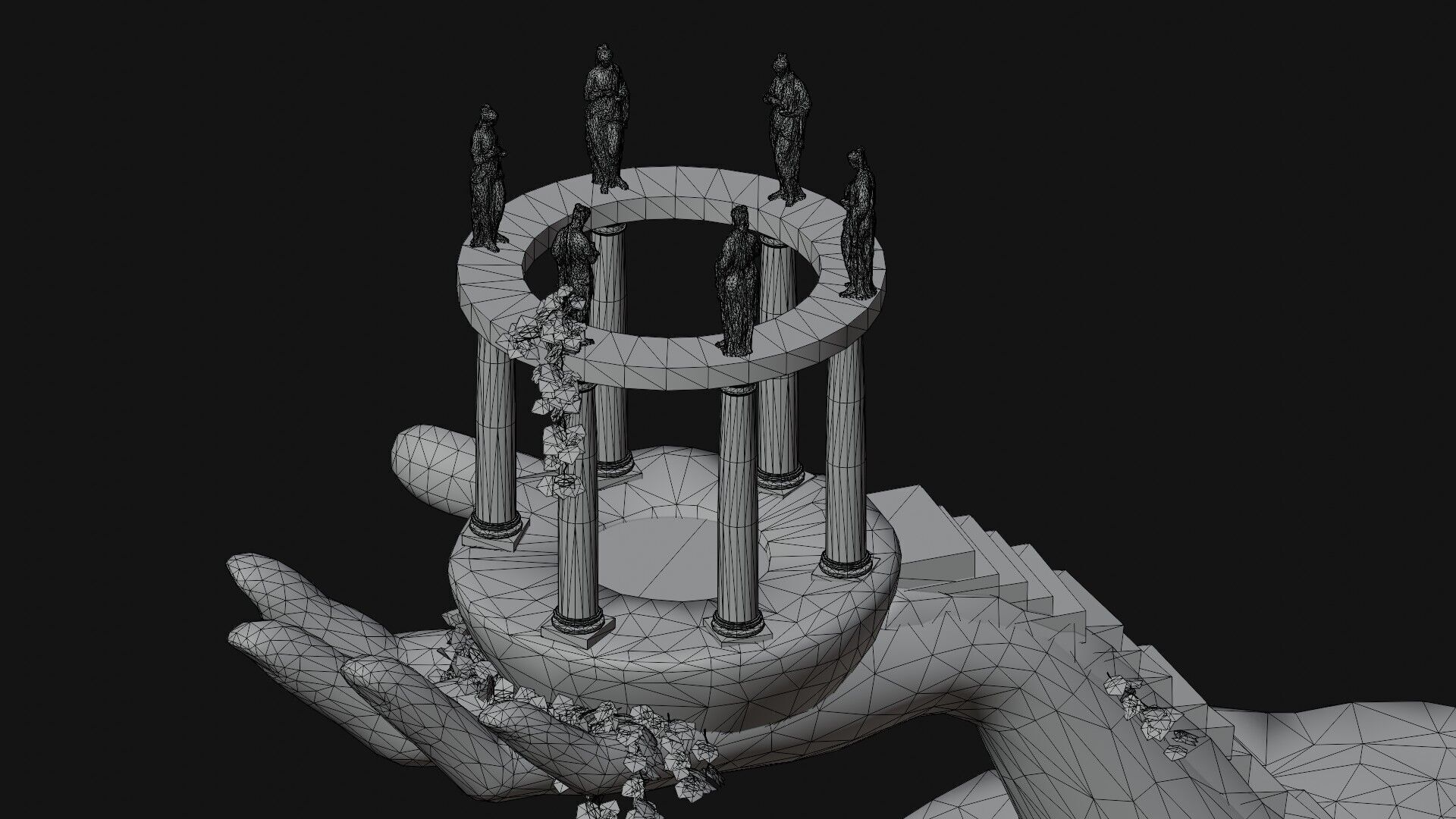 3D model Temple hand with statues VR / AR / low-poly | CGTrader