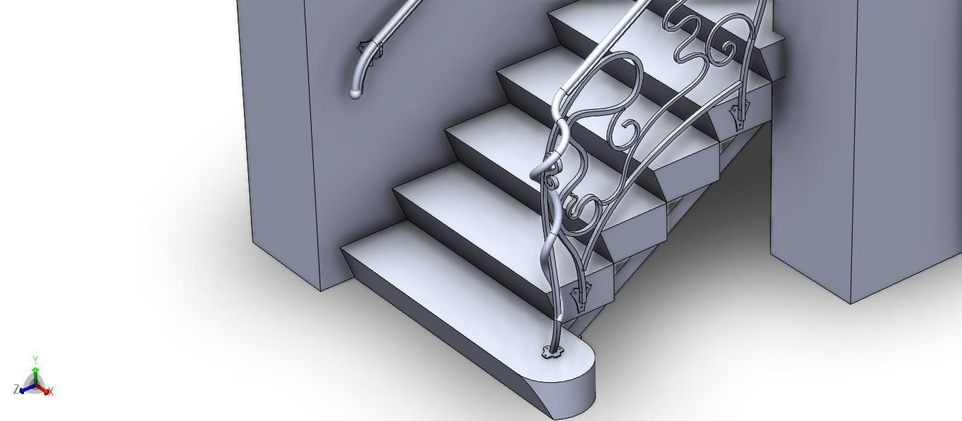 Twisted handrail and staircase 3D model | CGTrader