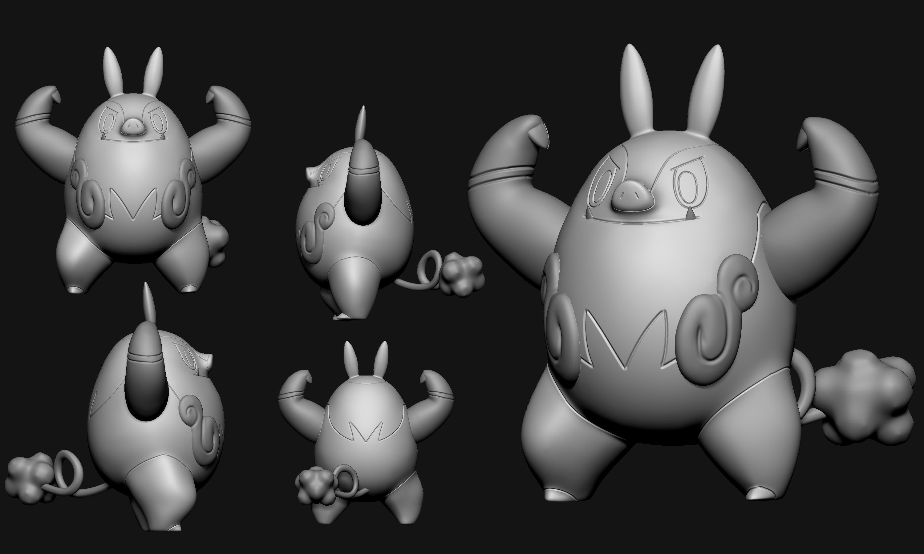 Pokemon - Tepig Pignite and Emboar 3D model 3D printable | CGTrader
