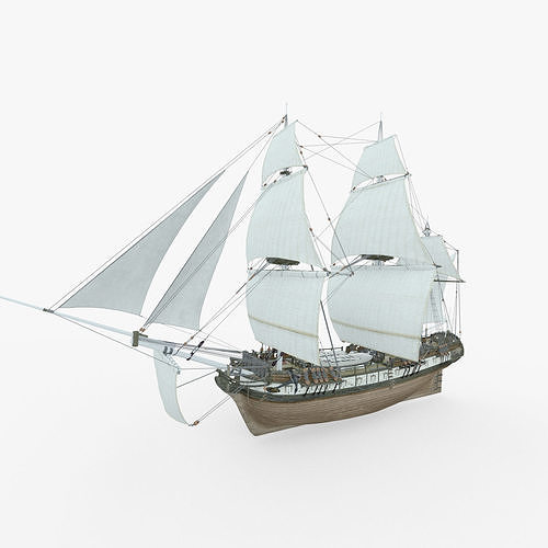 3D model frigate HMS Undaunted VR / AR / low-poly | CGTrader