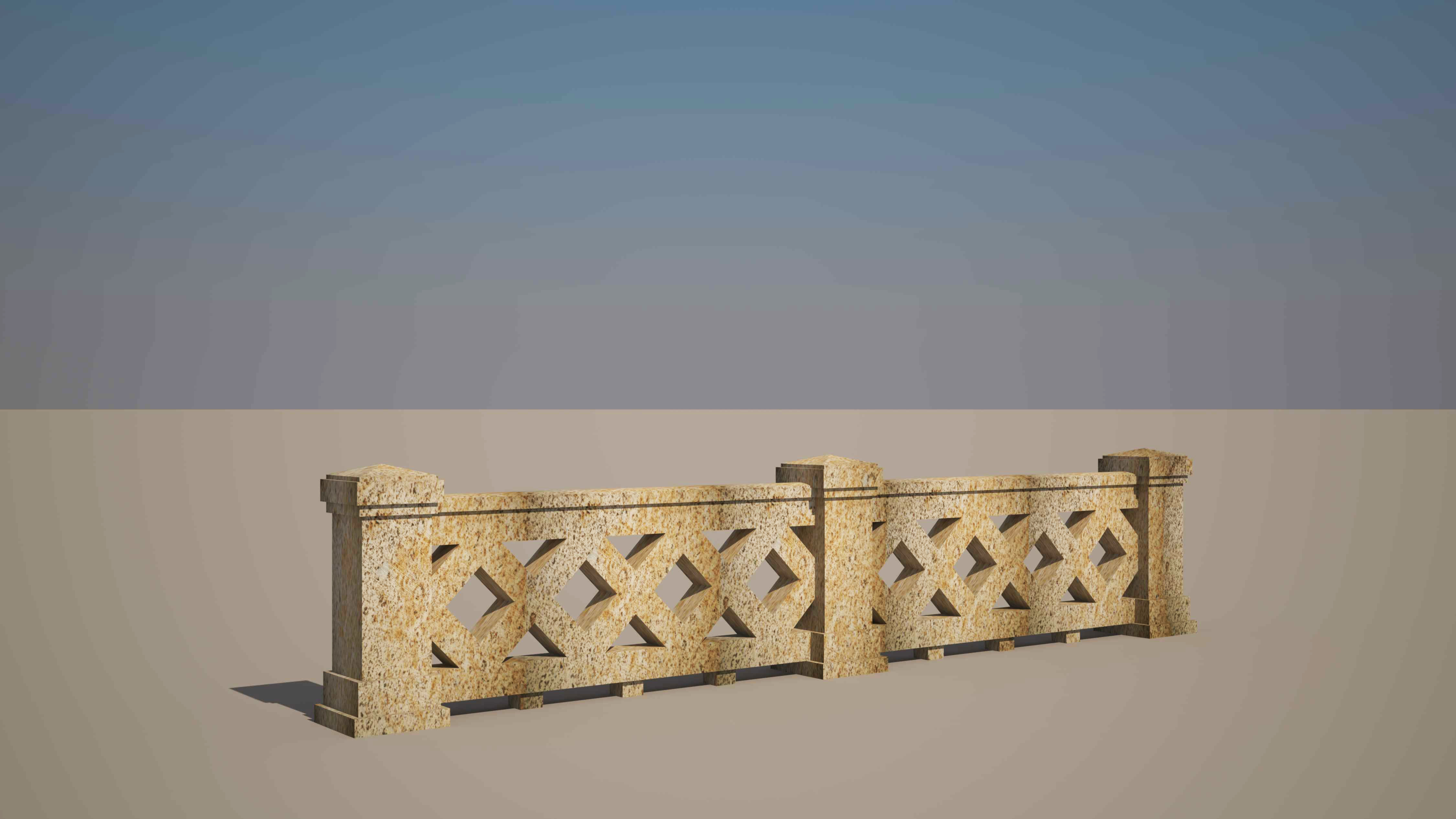 3D model Railing 3d model with texture materials stone balaster railing ...