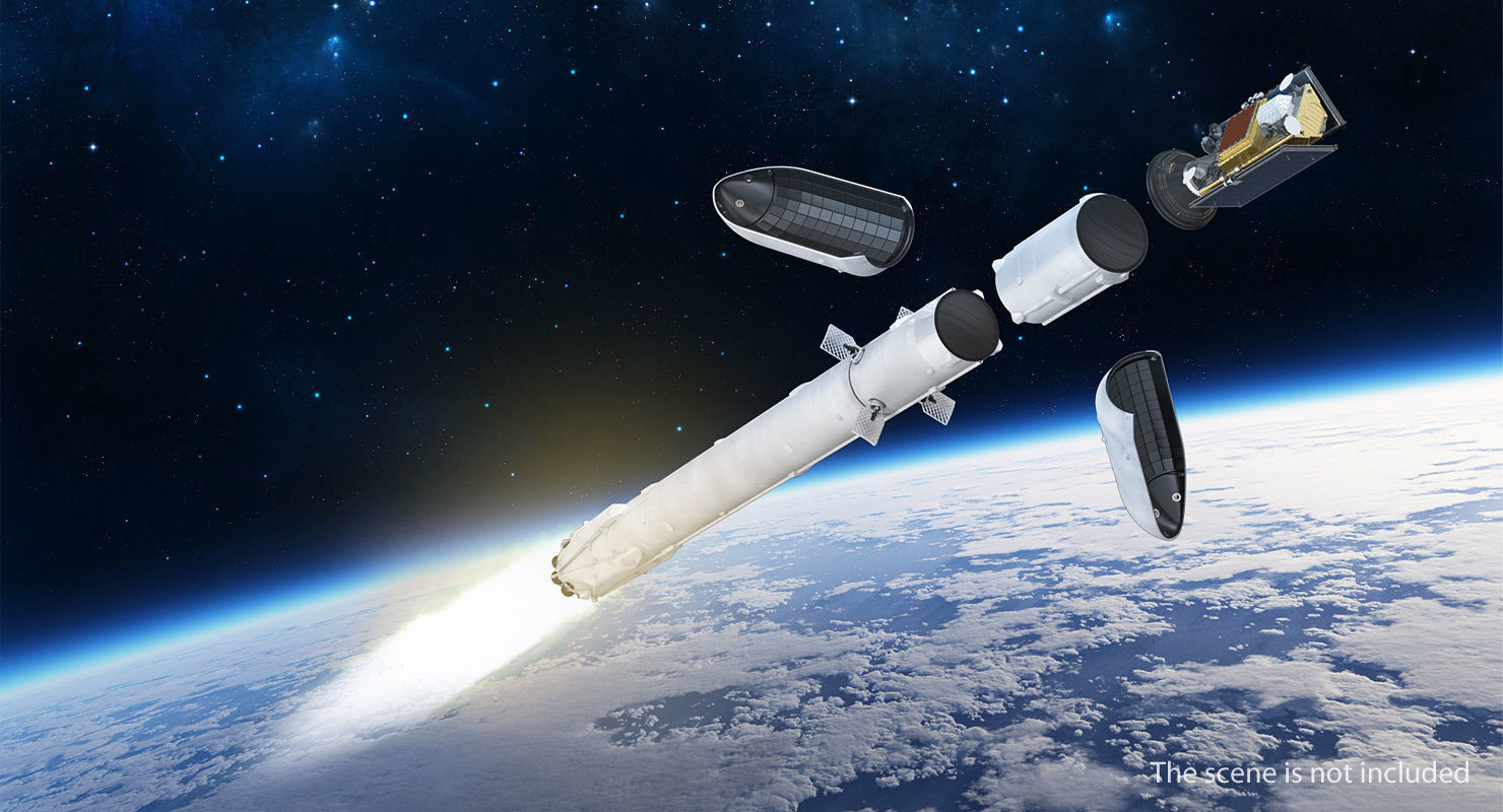 Space Cargo Rocket with Satellite Rigged 3D model rigged | CGTrader