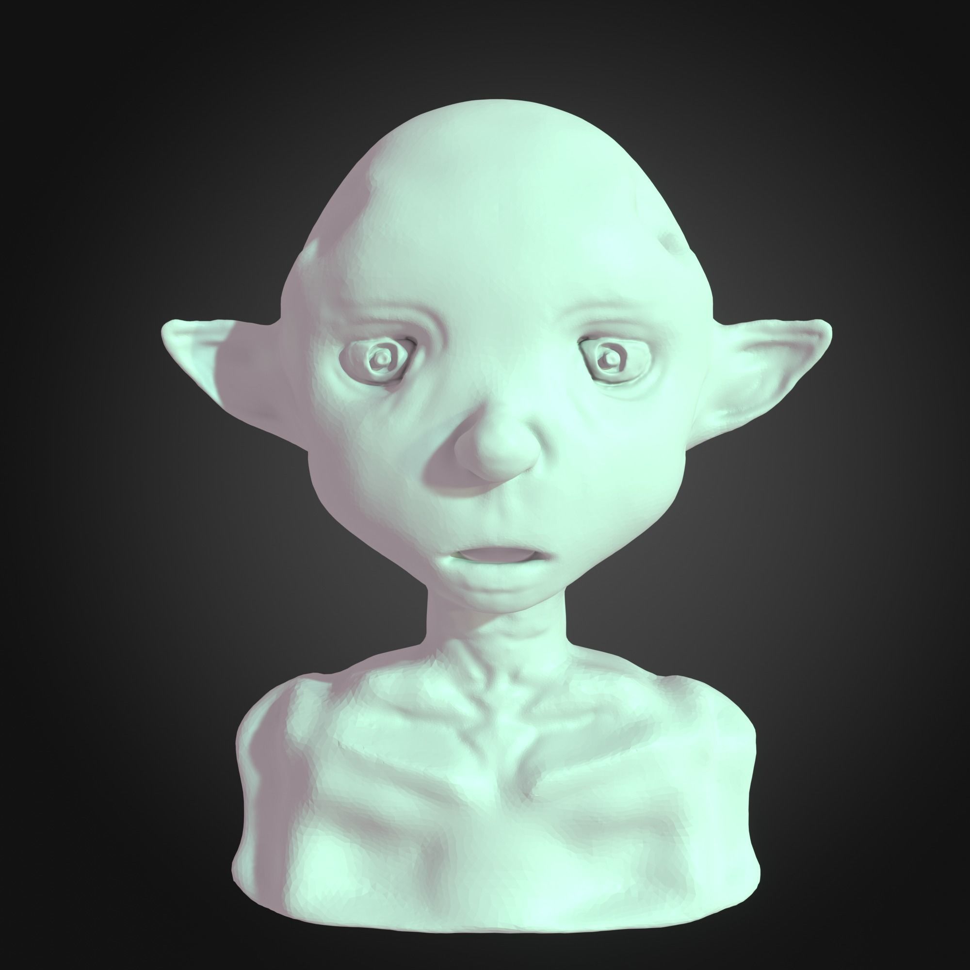 alien head male boy art shocked 3D model | CGTrader