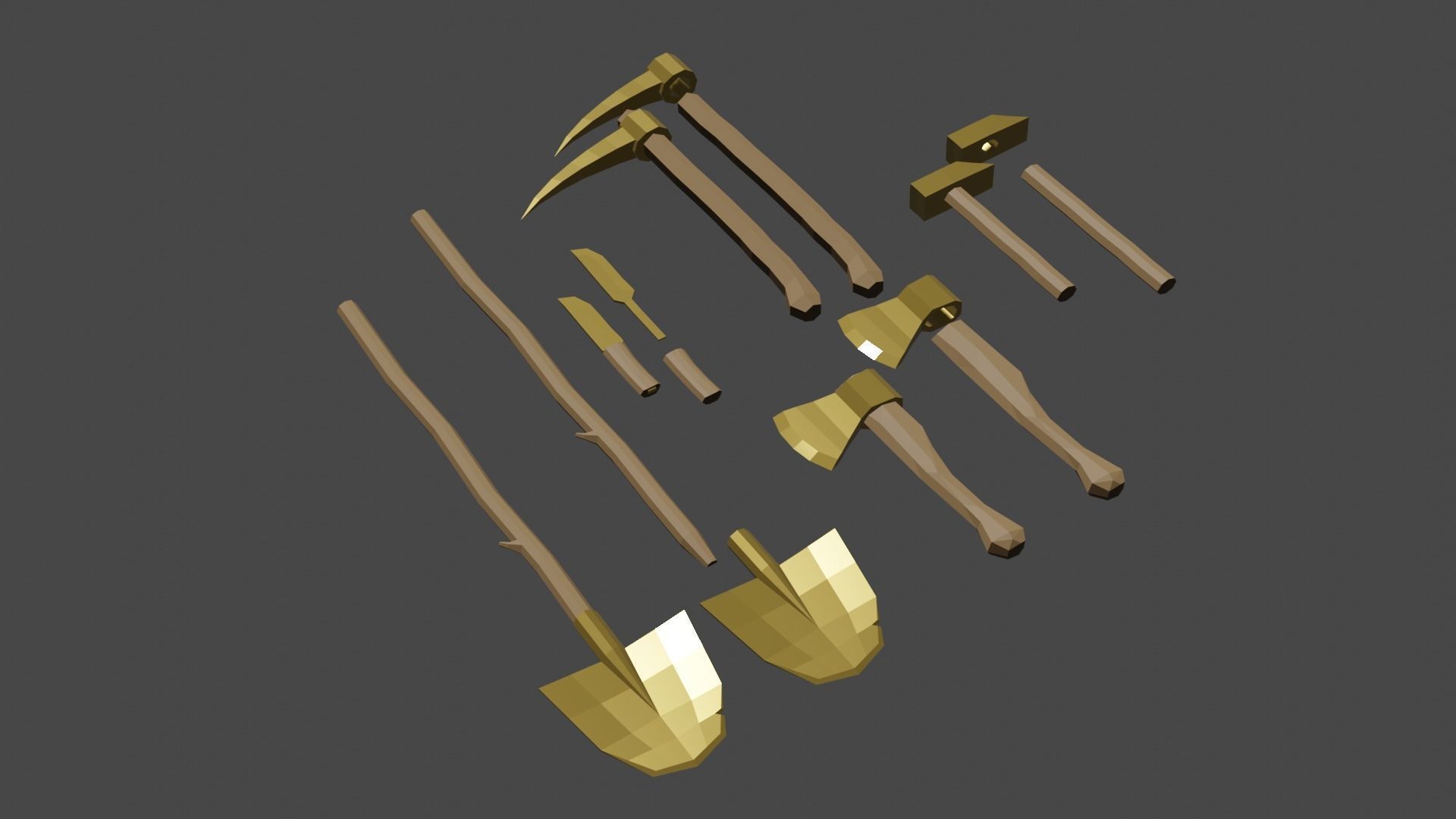 3D model Game ready bronze tools pack VR / AR / low-poly | CGTrader
