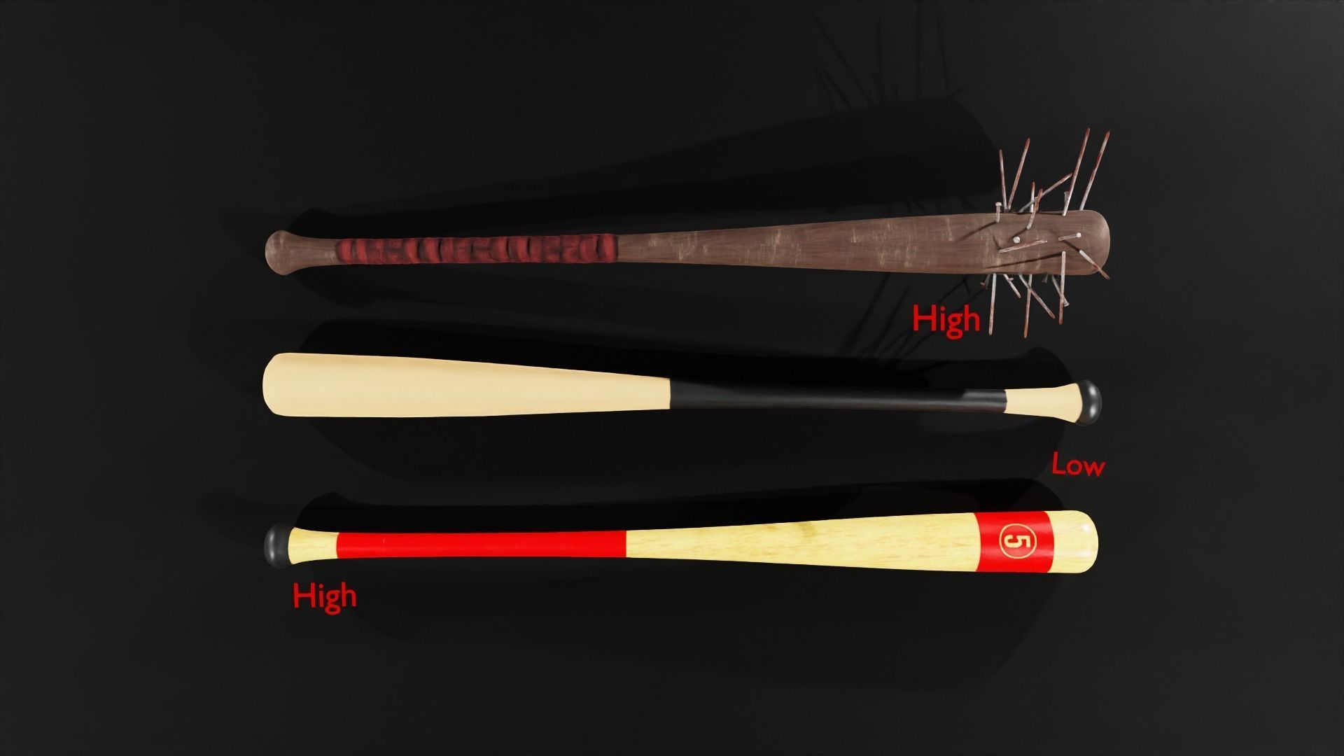 3D model Baseball bat pack VR / AR / low-poly | CGTrader