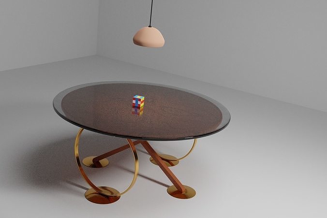 Wooden Glass Table free 3D model | CGTrader