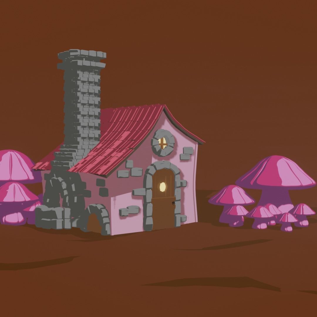 Pixie House With Mushrooms 3D model | CGTrader
