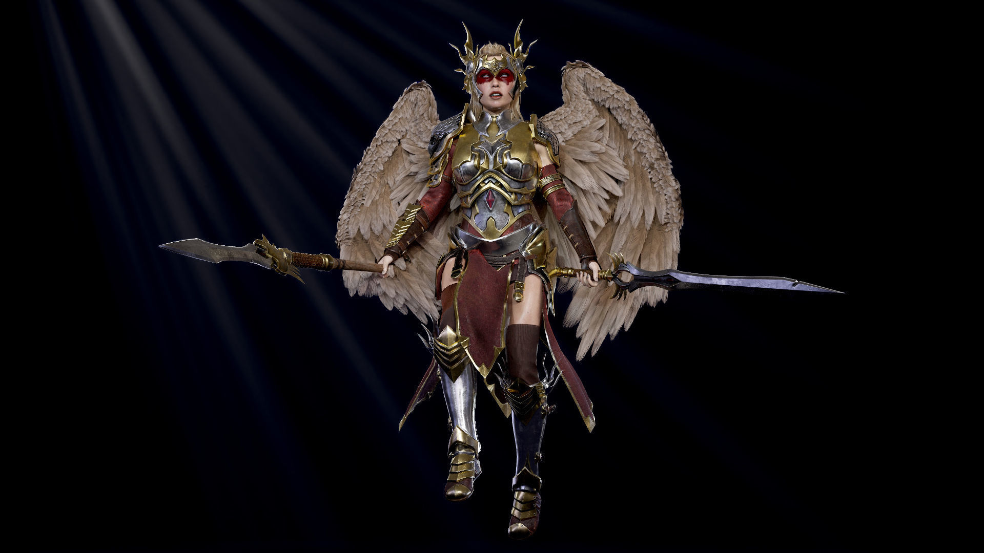 3D model Valkyrie female warrior VR / AR / low-poly rigged animated ...