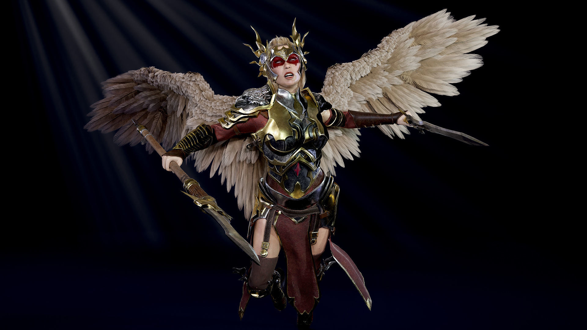 3D model Valkyrie female warrior VR / AR / low-poly rigged animated ...