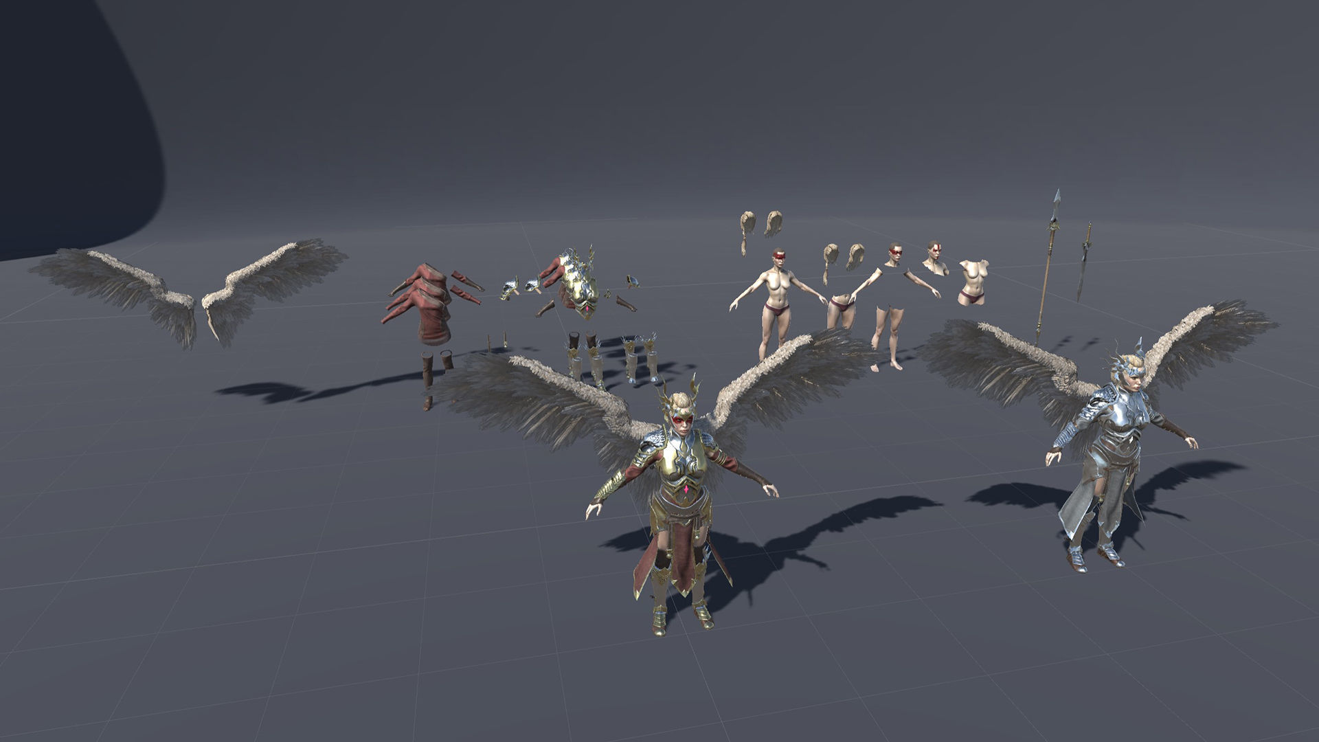 3D model Valkyrie female warrior VR / AR / low-poly rigged animated ...