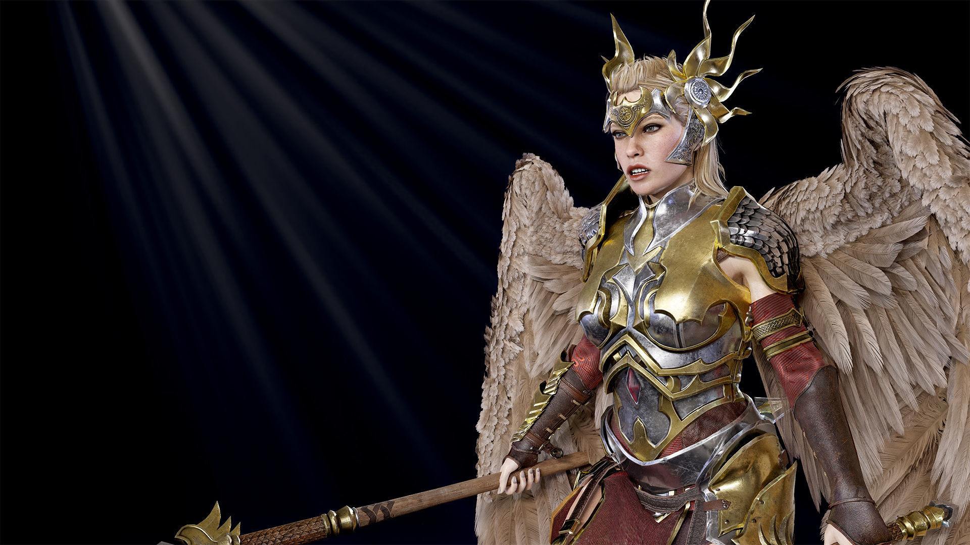 3D model Valkyrie female warrior VR / AR / low-poly rigged animated ...