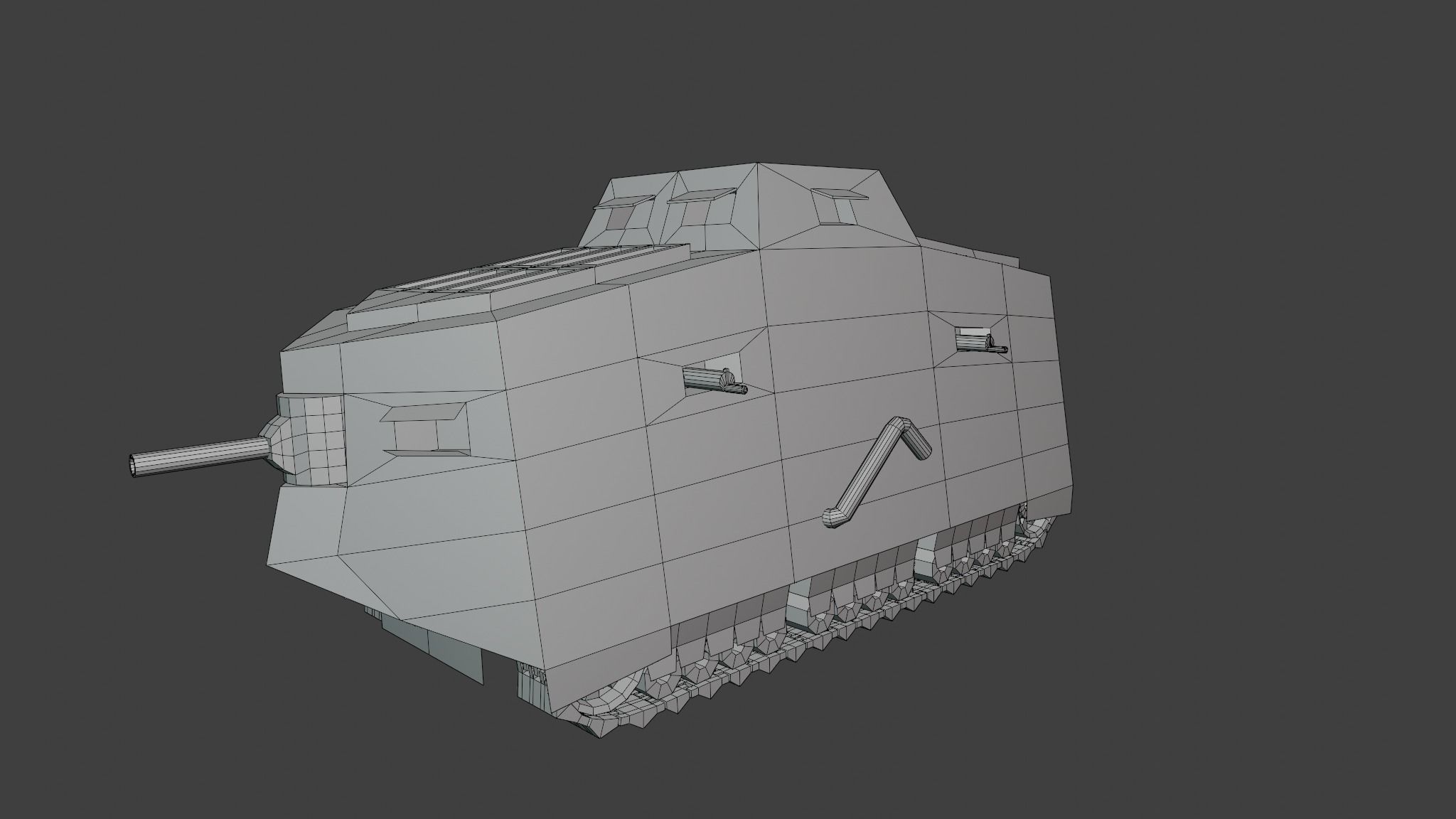 3D model A7V Tank 3D model PBR Low-Poly Rigged Animated VR / AR / low ...