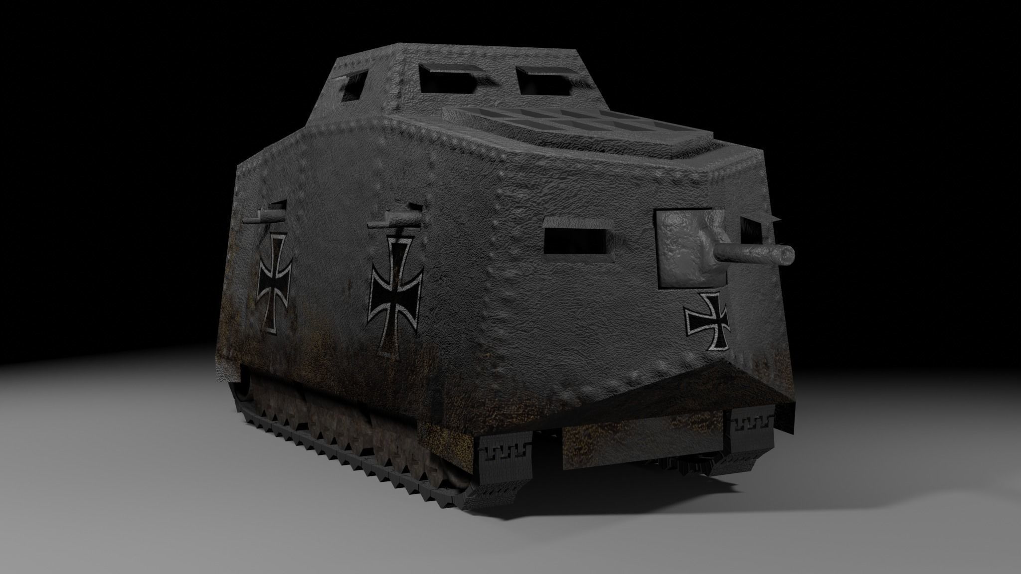 3D model A7V Tank 3D model PBR Low-Poly Rigged Animated VR / AR / low ...