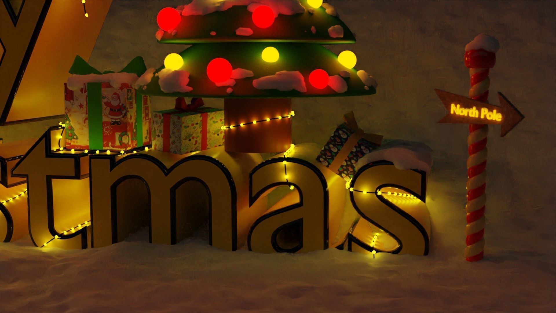 Christmas inscription free 3D model | CGTrader