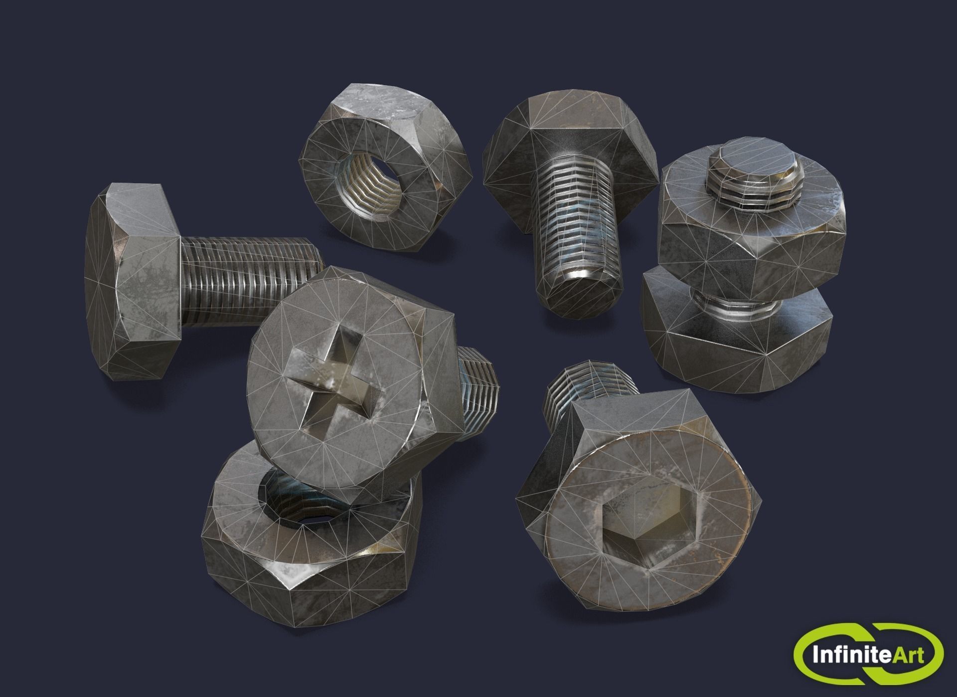 3D model Bolts and Nuts VR / AR / low-poly | CGTrader