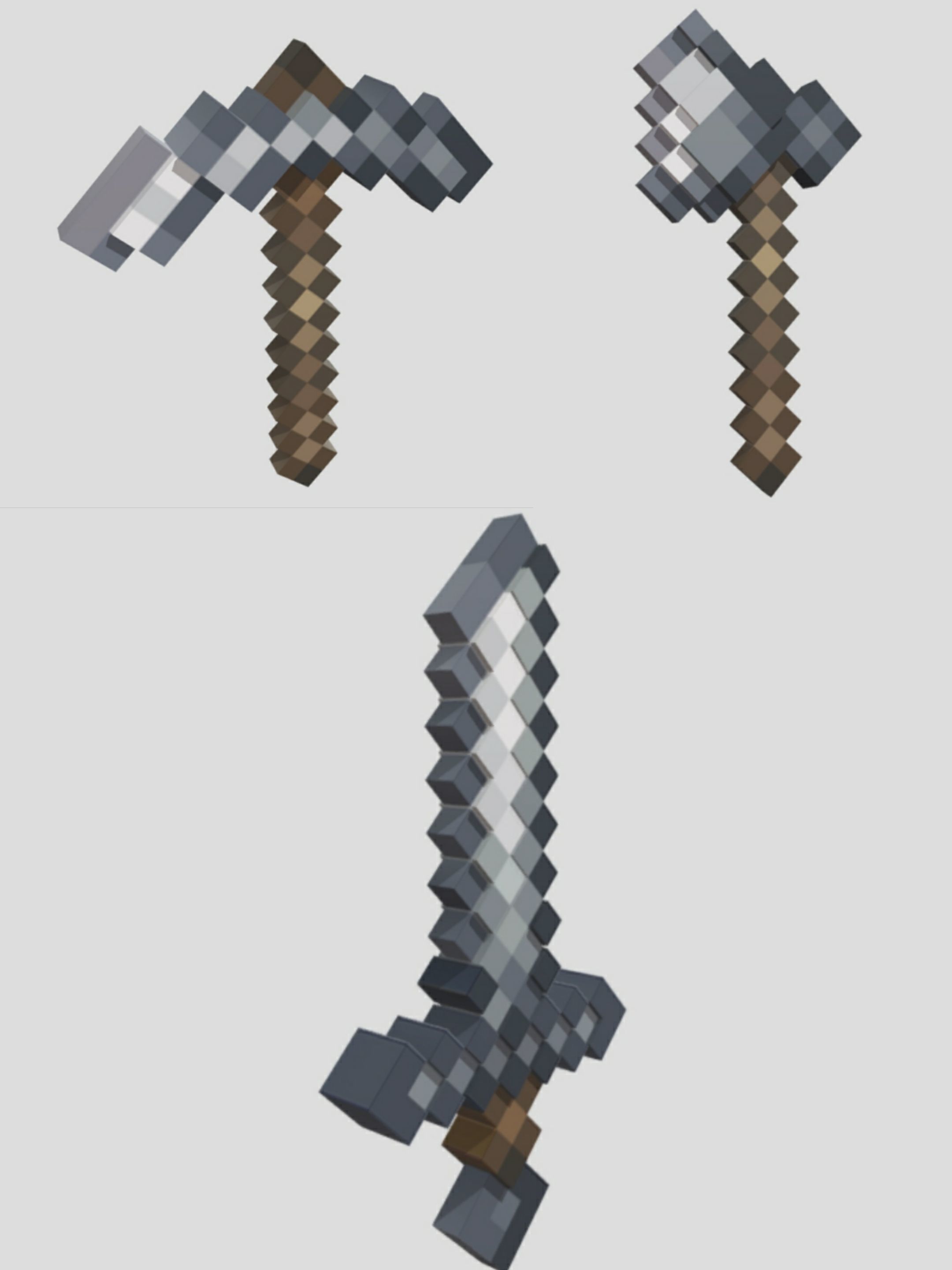 Axe Sword Pickaxe Minecraft Swords And Axes Free Vr Ar Low Poly 3d Model Cgtrader