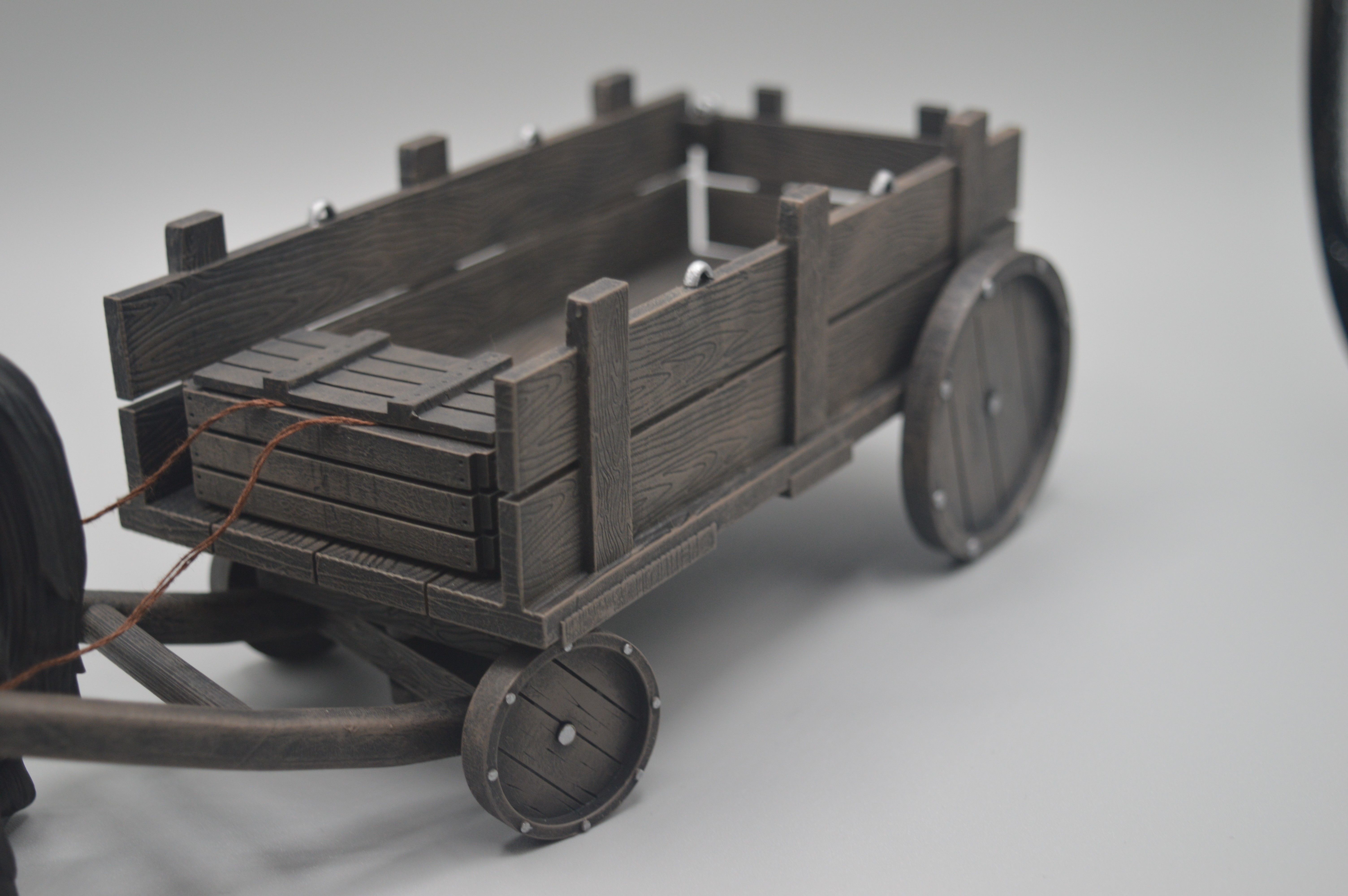 Wooden cart and horse STL 3D model | CGTrader