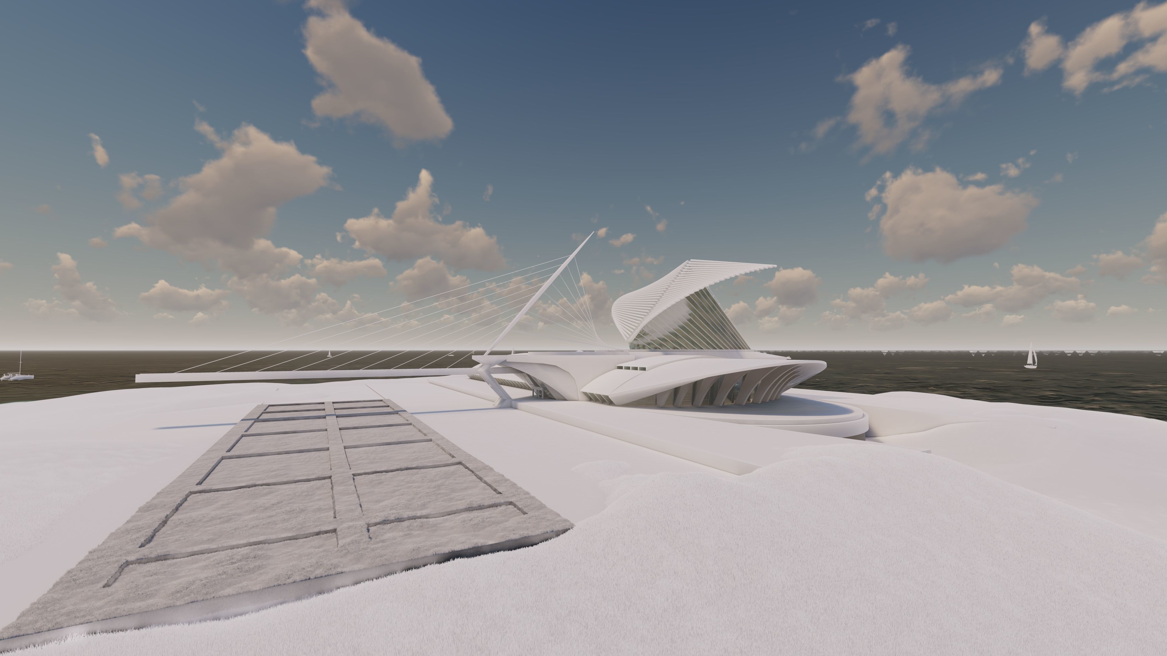 Milwaukee Art Museum model Revit 2021 and render by Lumion 11 3D model ...