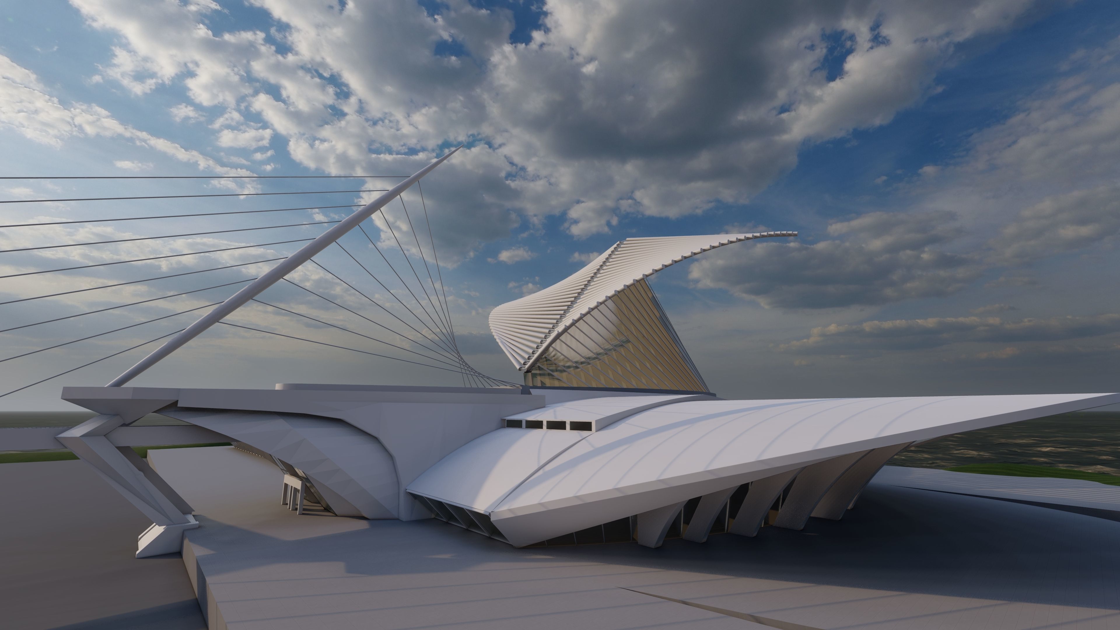 Milwaukee Art Museum model Revit 2021 and render by Lumion 11 3D model ...