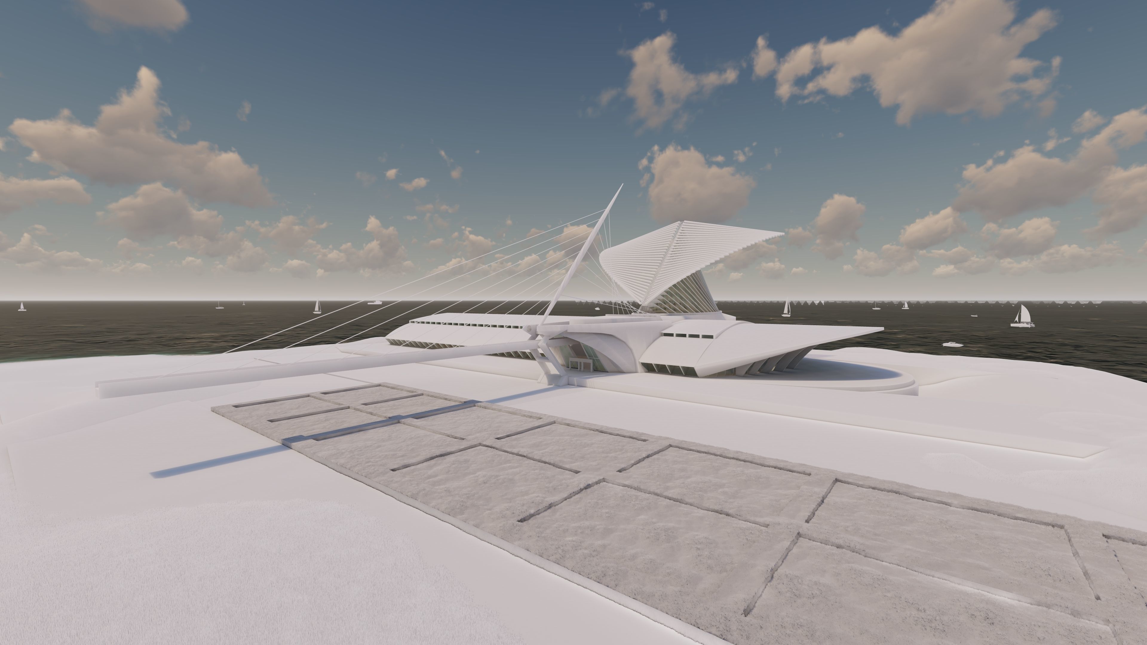 Milwaukee Art Museum model Revit 2021 and render by Lumion 11 3D model ...