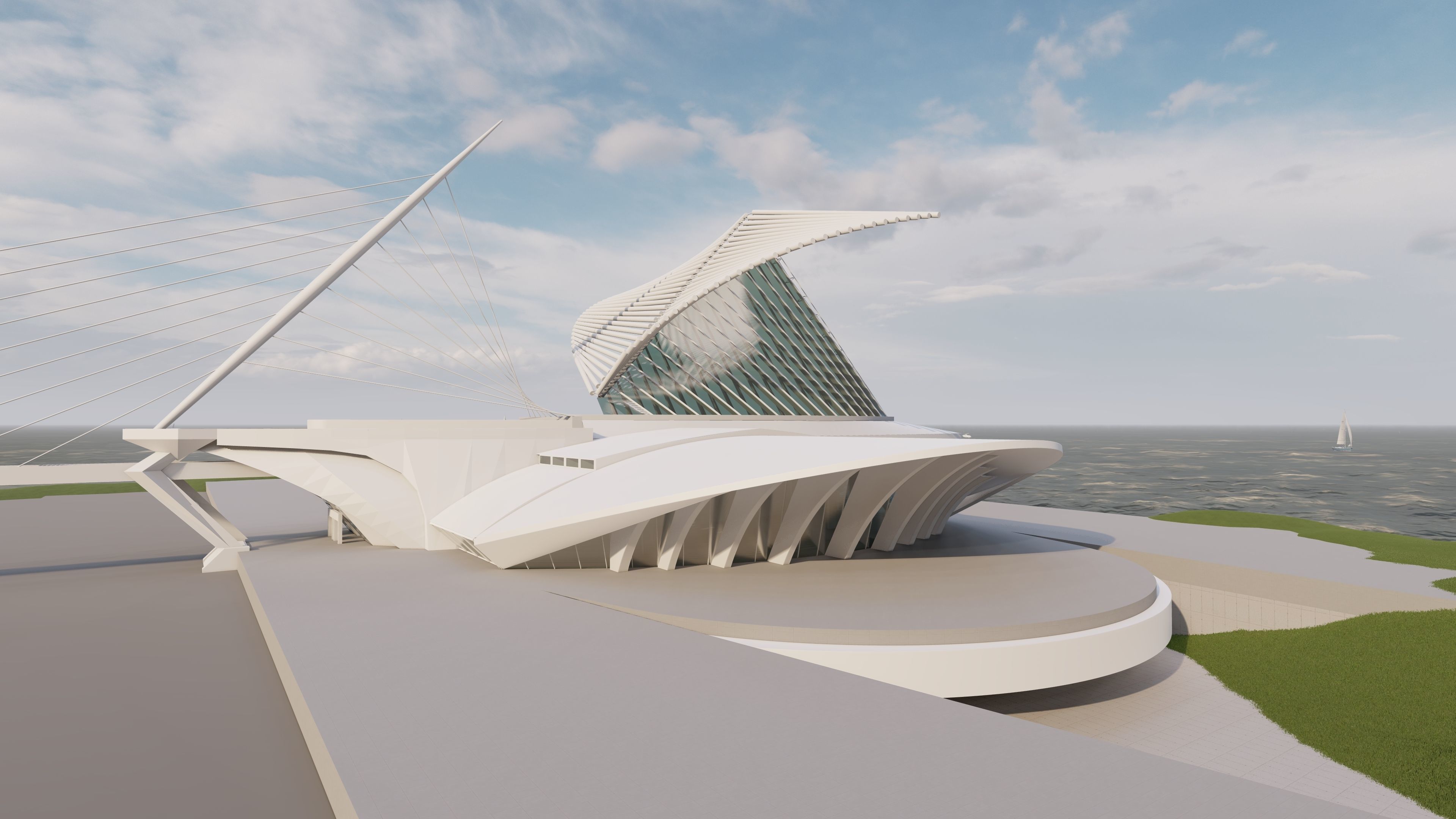 Milwaukee Art Museum model Revit 2021 and render by Lumion 11 3D model ...