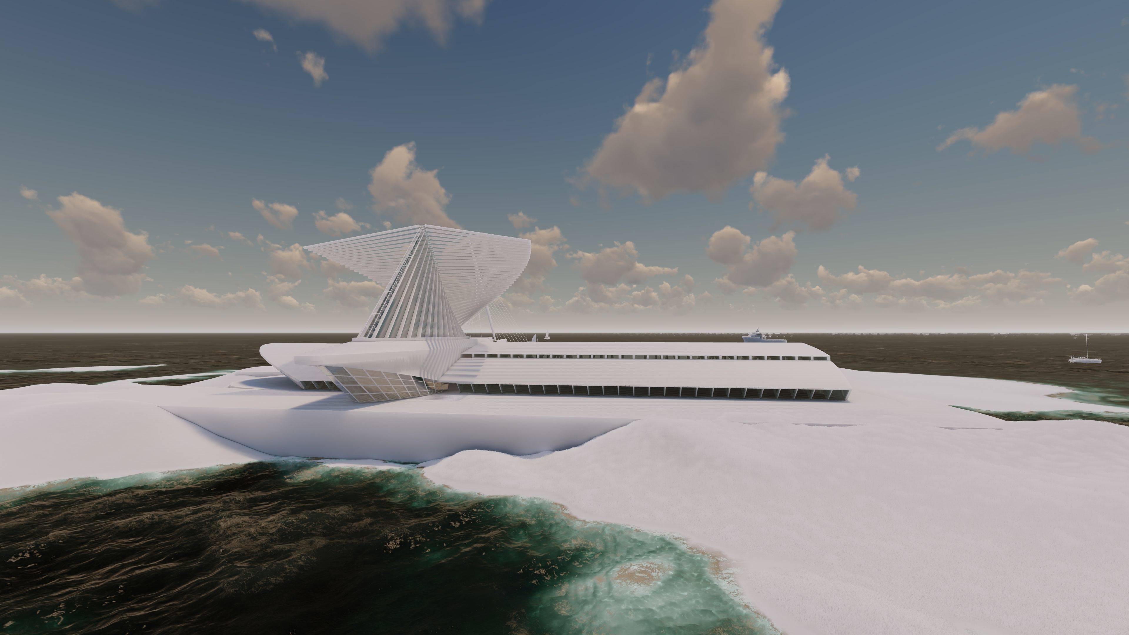 Milwaukee Art Museum model Revit 2021 and render by Lumion 11 3D model ...