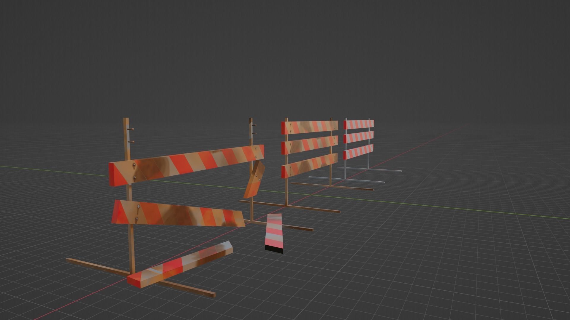 3D model Simple Barricade 1 with 3 levels of Decay VR / AR / low-poly ...