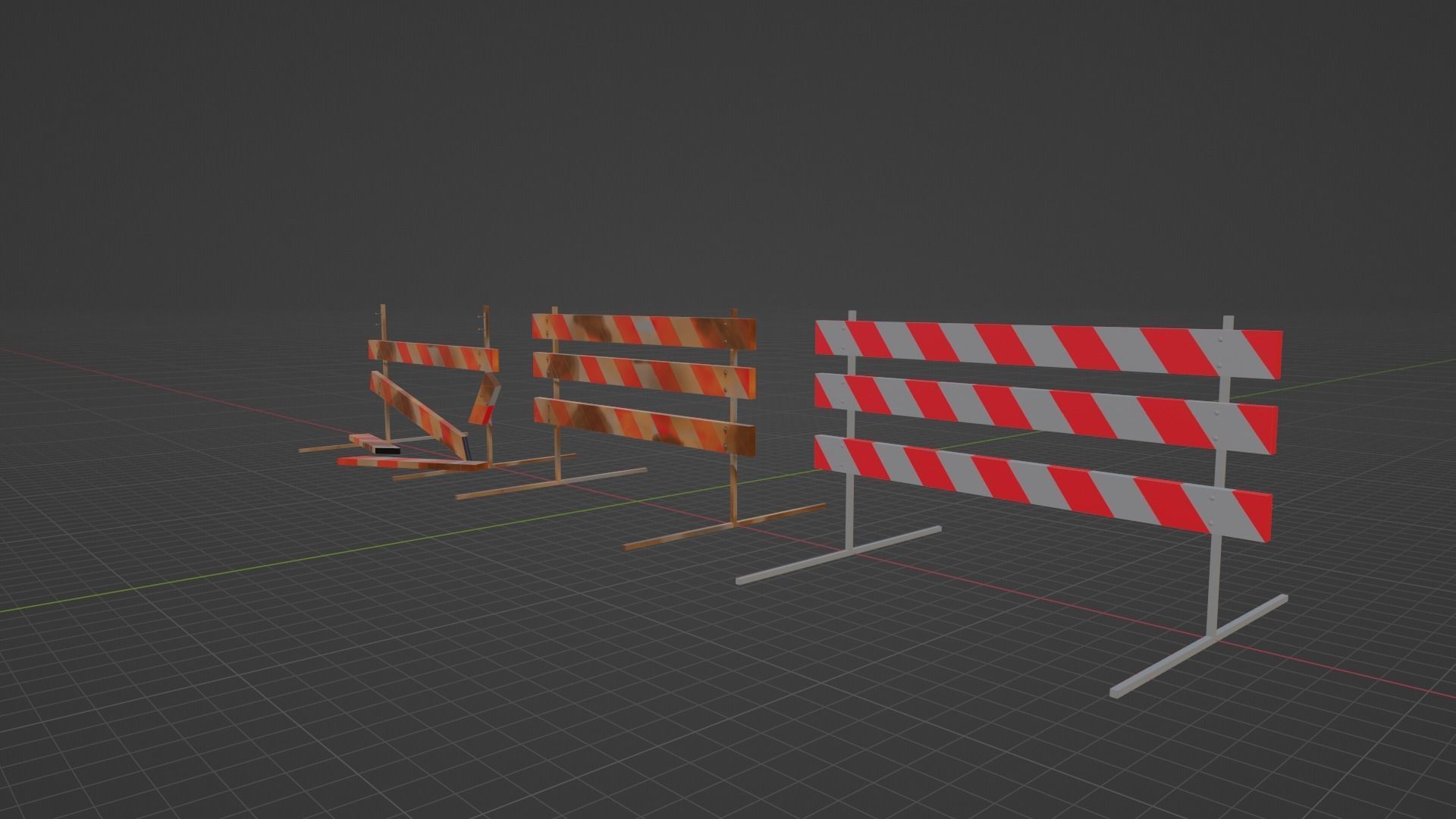 3D model Simple Barricade 1 with 3 levels of Decay VR / AR / low-poly ...