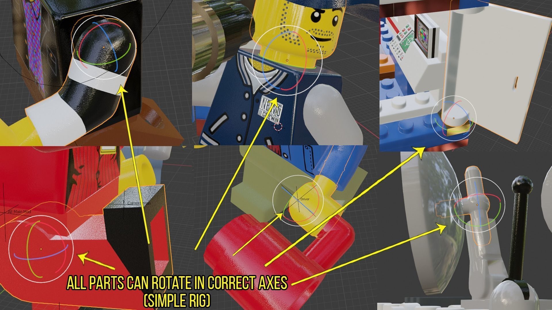 Lego crew reporters 3D model rigged | CGTrader
