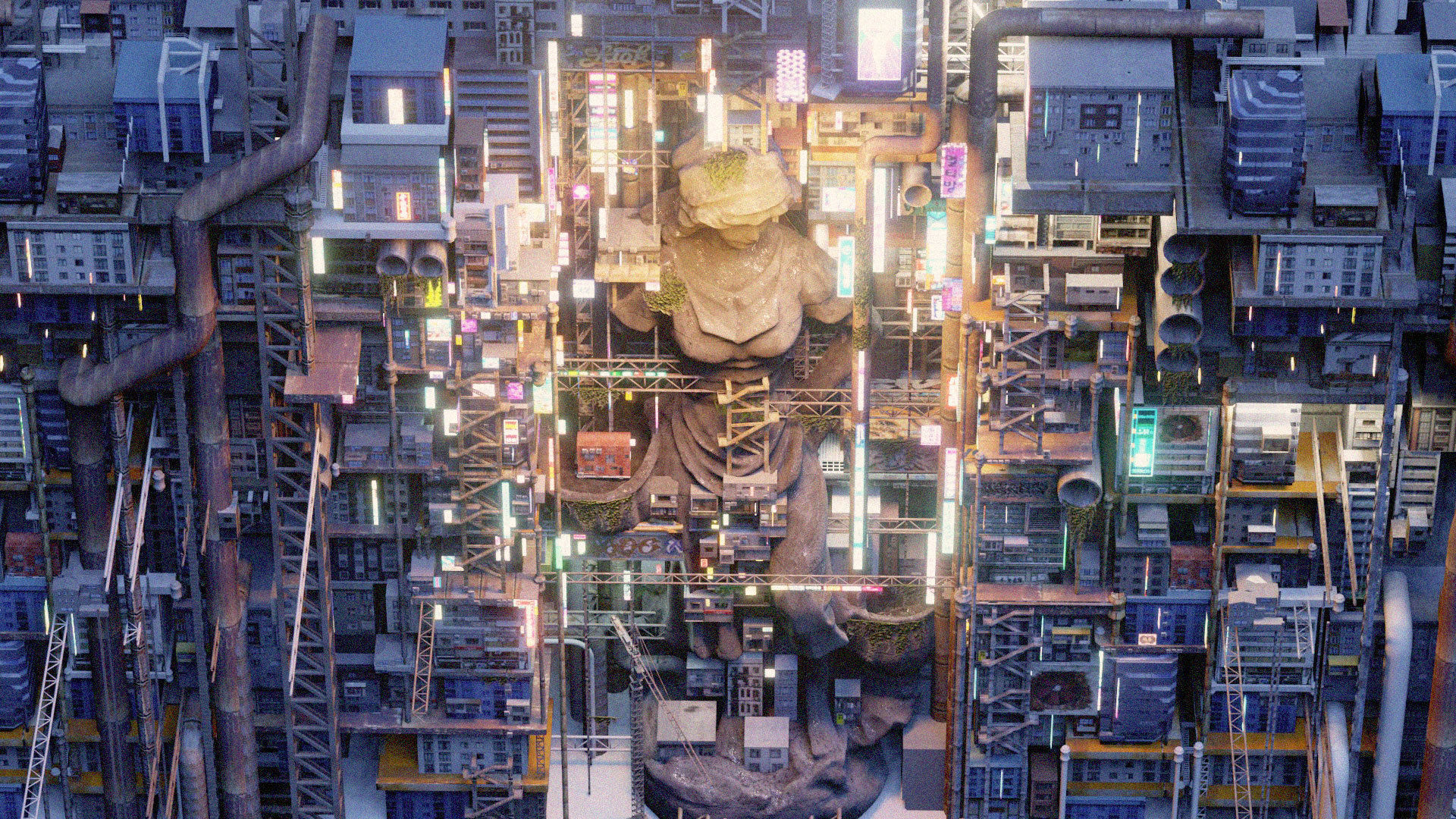 Cyberpunk Statue City 3D model | CGTrader