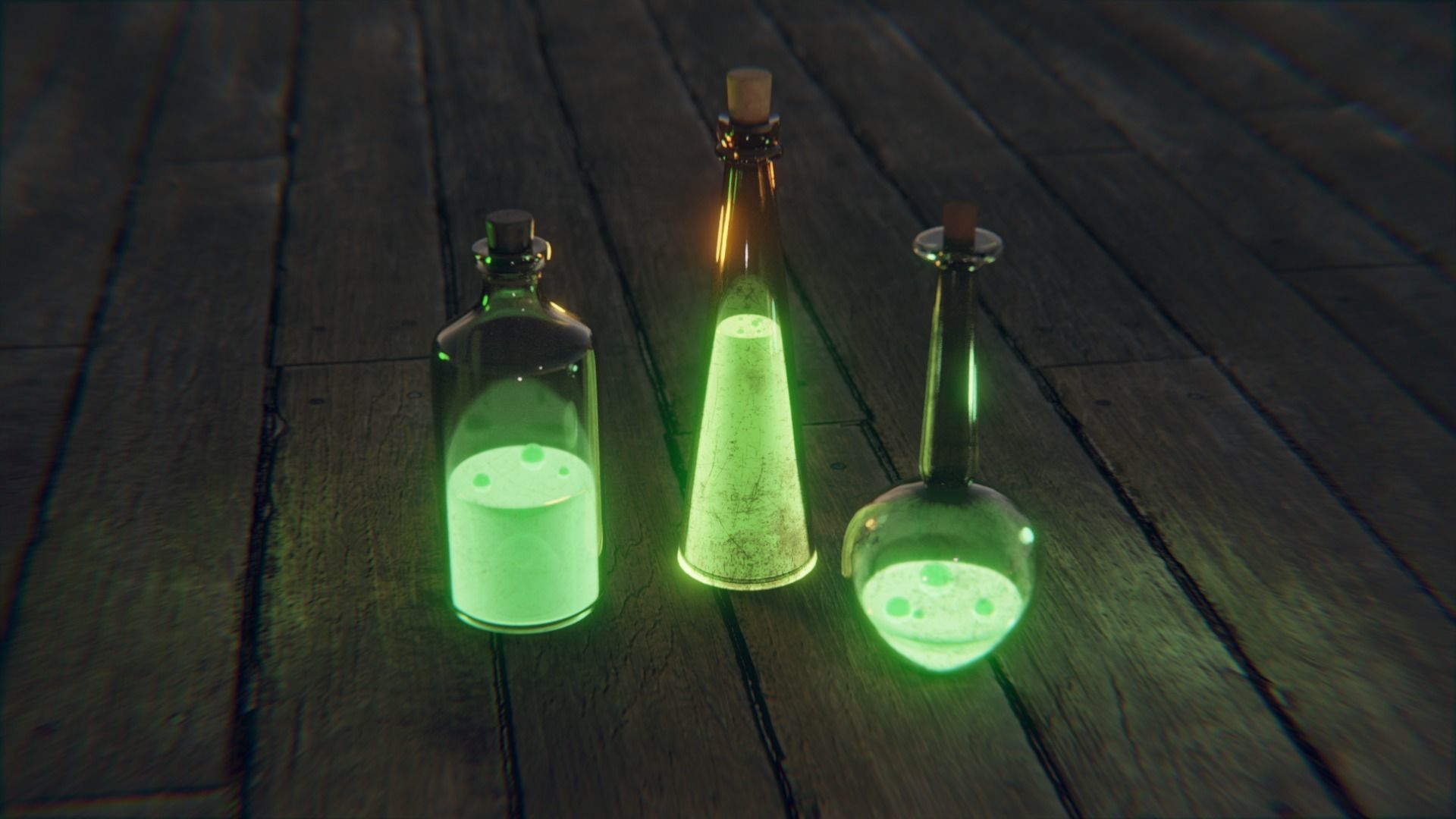 Halloween potion bottles blender 3 piece pack 3D model | CGTrader