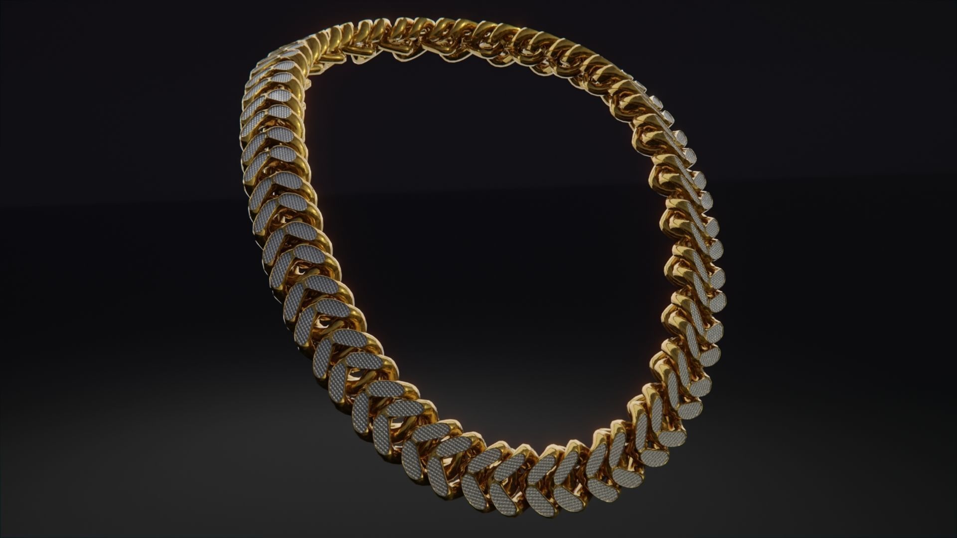 3D model Gold Interlocking Diamond Link Chain - Textured Diamonds VR ...