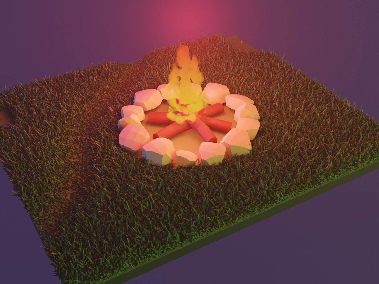 Animated campfire in nature 3D model | CGTrader