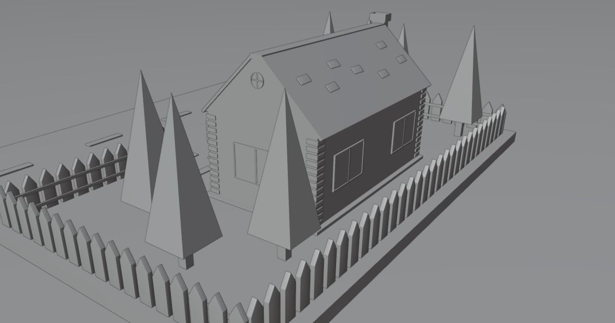 Low Poly House - 3D model on road free VR / AR / low-poly 3D model ...