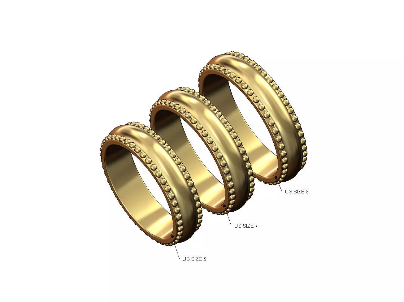 Simple dotted dome band US sizes 6 7 8 3D model 3D printable | CGTrader