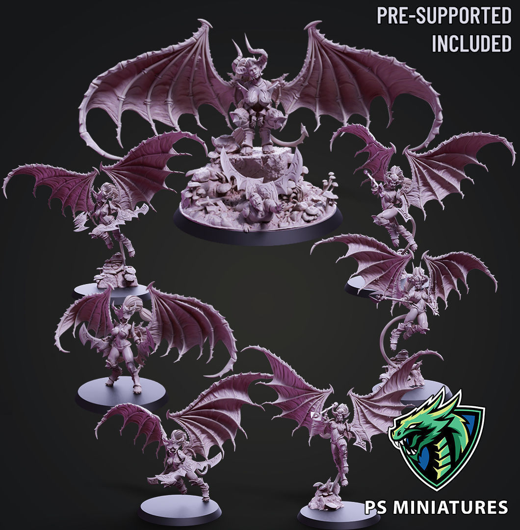 Drow Demonic Harpys and Valkyries Bundle 3D model 3D printable | CGTrader
