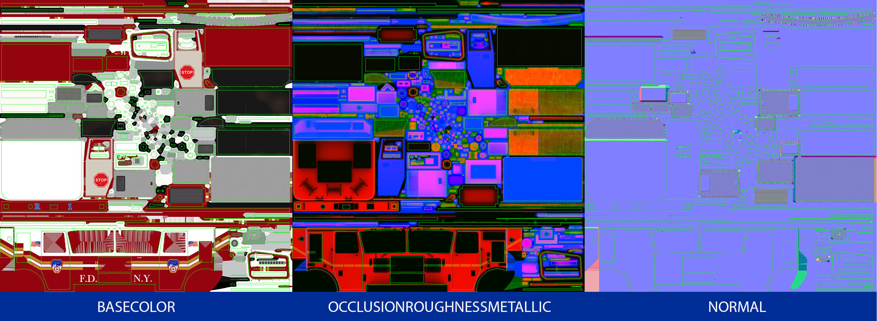 3D model Fire Truck FDNY Rescue 1 with Interior VR / AR / low-poly ...